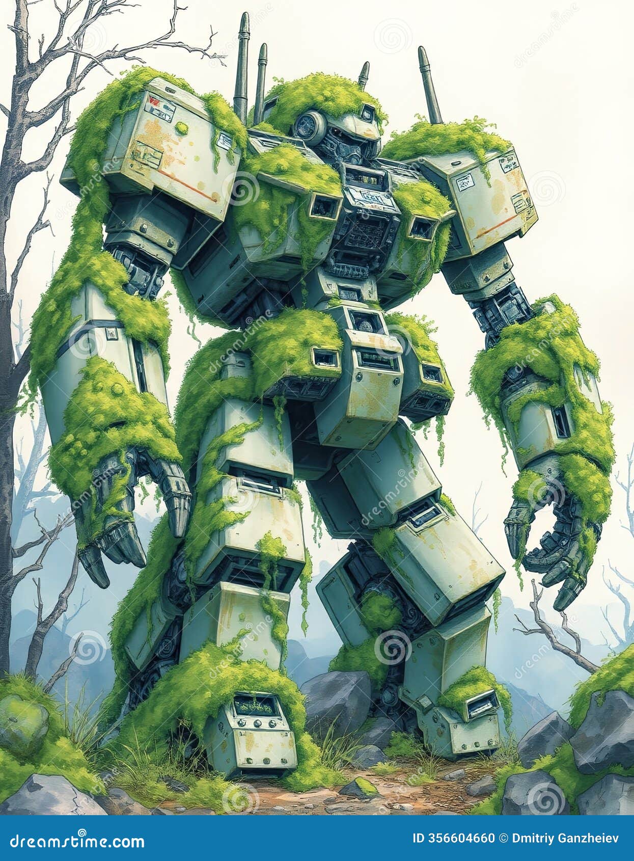 Moss-Covered War Machine stock illustration. Illustration of wild ...