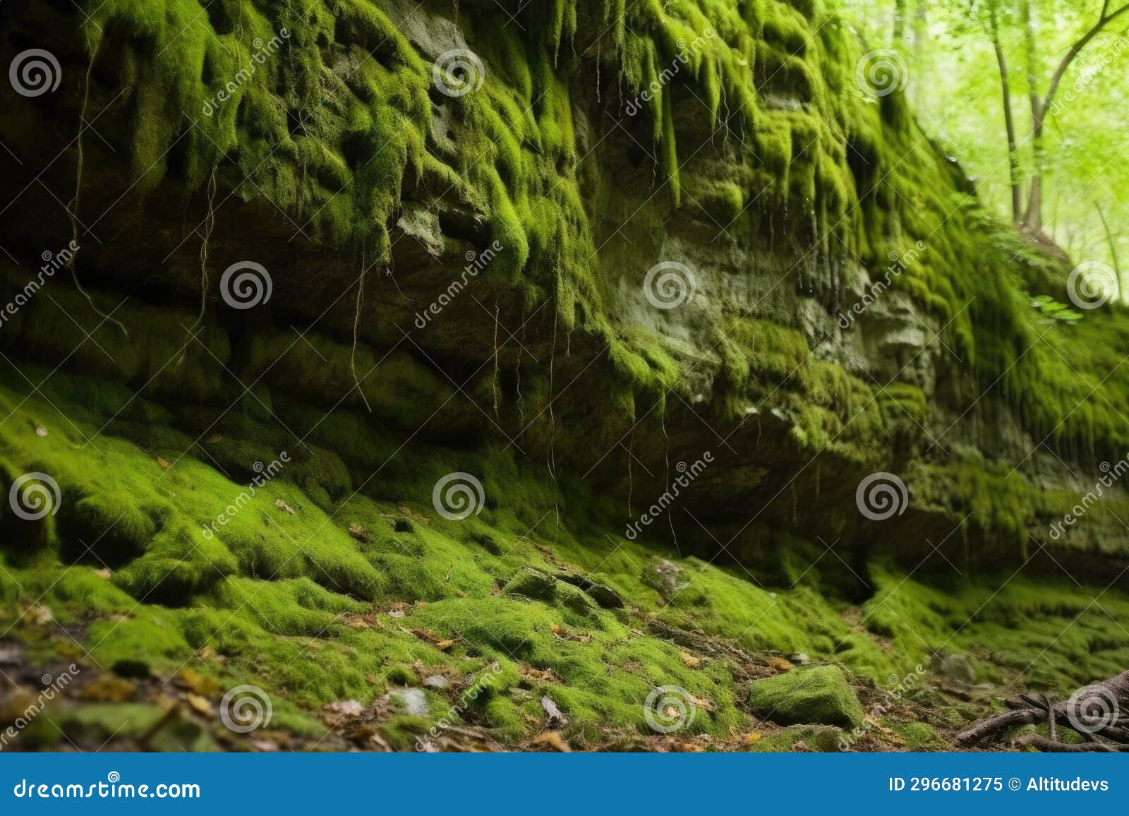 The Moss On The Walls Drip With Moisture For Background, Texture ...