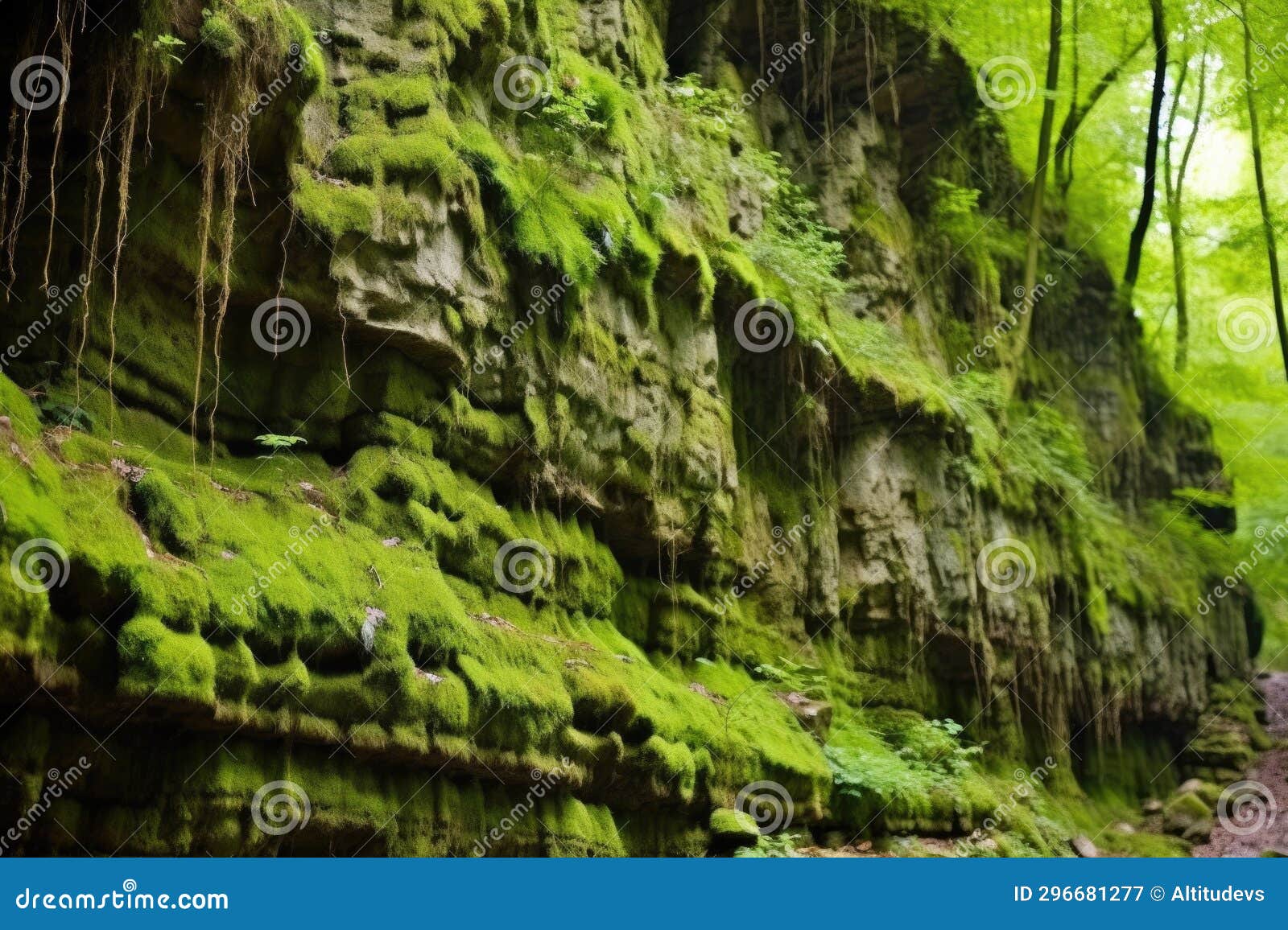 Moss Growing on Damp Cave Walls Stock Image - Image of ecosystem, rock ...
