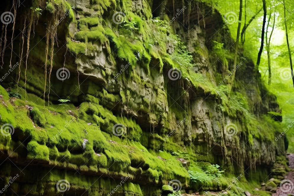 Moss Growing on Damp Cave Walls Stock Image - Image of ecosystem, rock ...