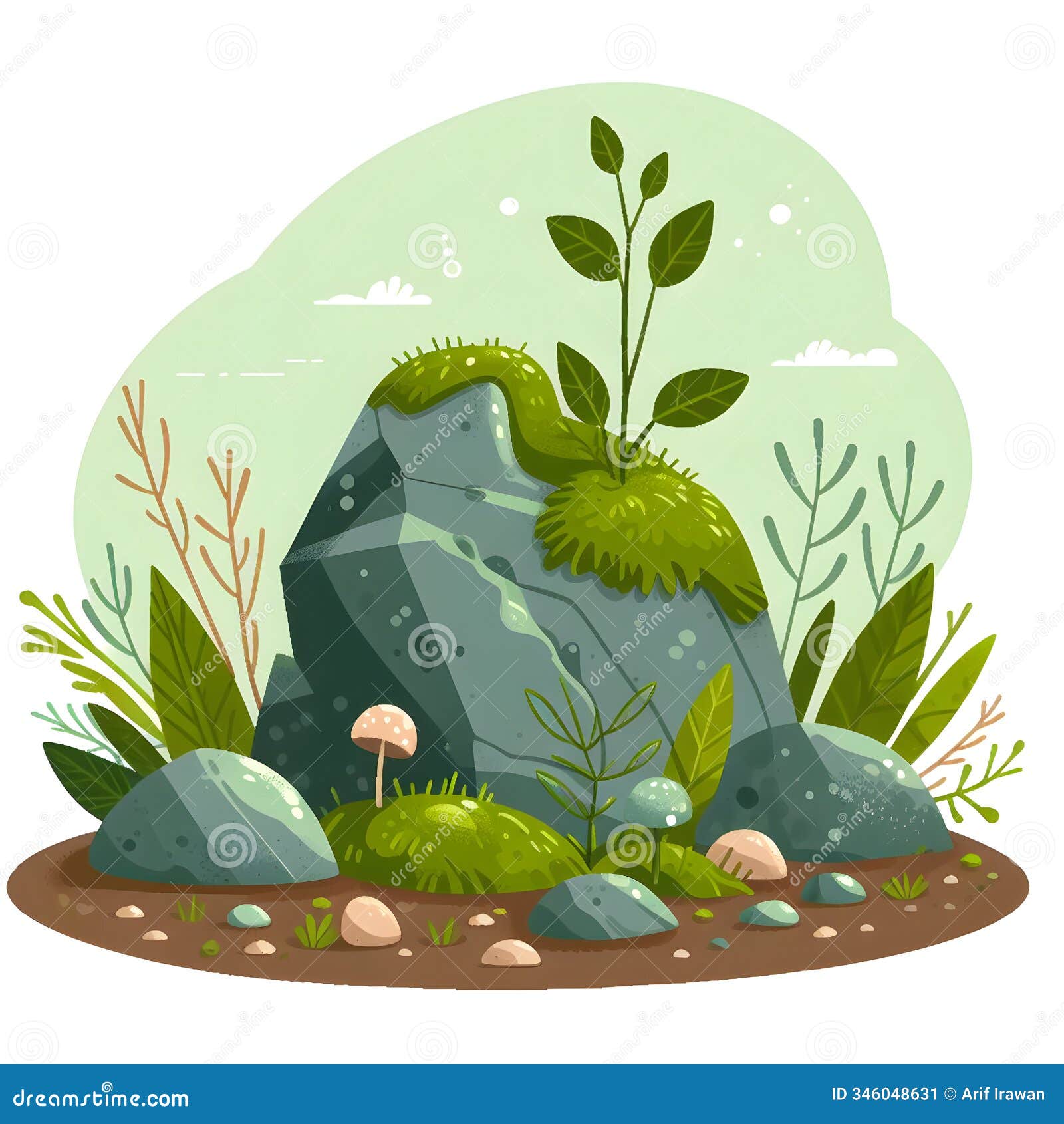 Moss Grows on the Rocks Illustration Stock Illustration - Illustration ...