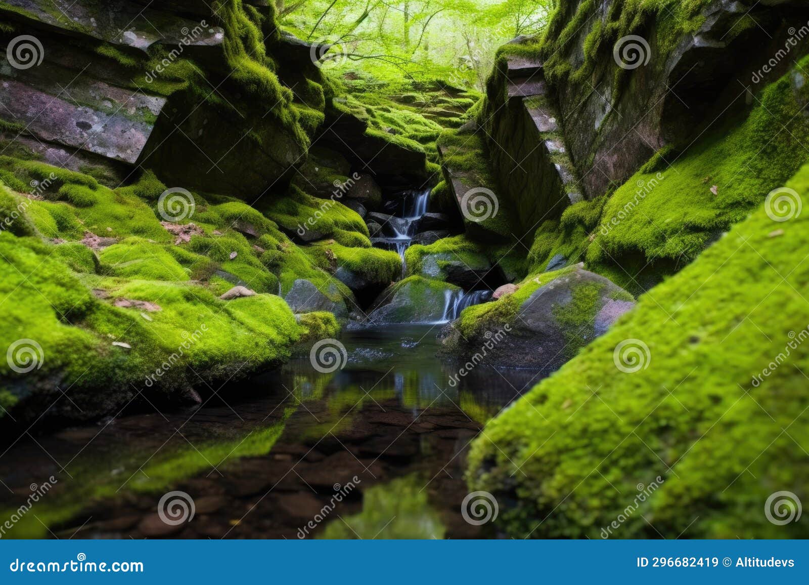 Moss Lined Hot Spring in a Rocky Terrain Stock Image - Image of natural ...