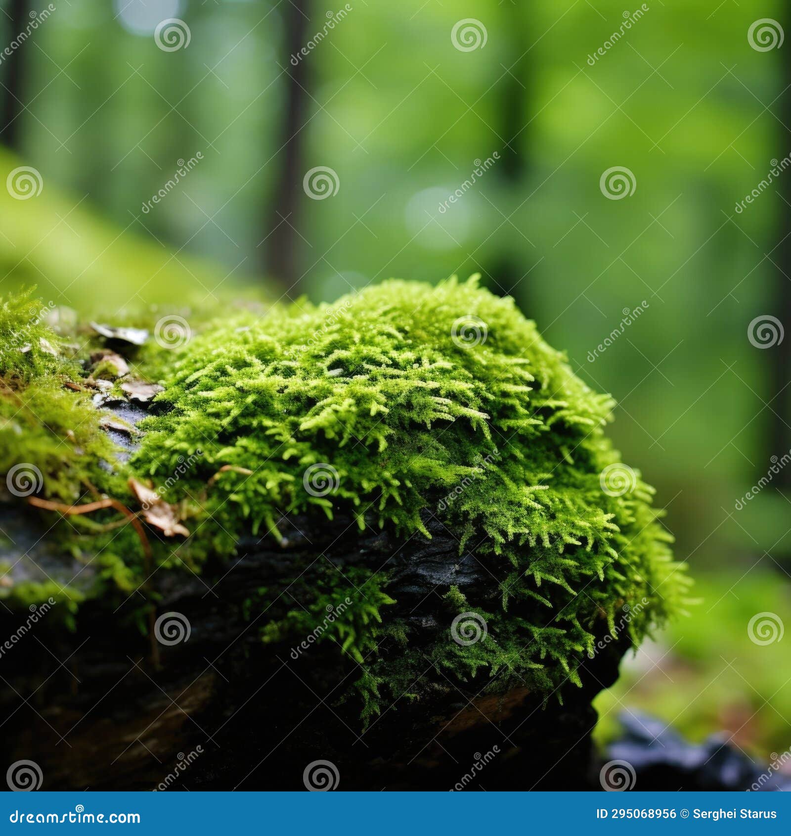 Moss on a Log in the Forest, AI Stock Illustration - Illustration of ...