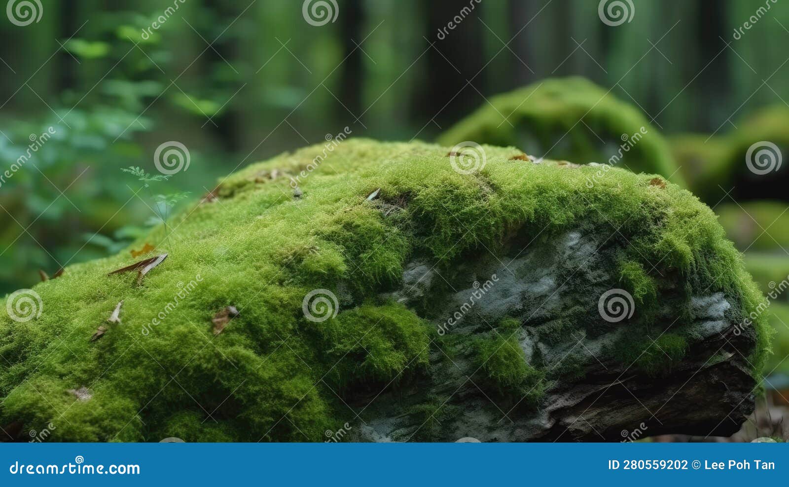 Moss on a Rock in the Forest Stock Illustration - Illustration of ...