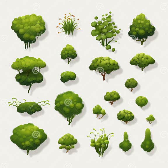 Minimalistic Moss Set: Vector Svg Flat Animation Asset Stock ...