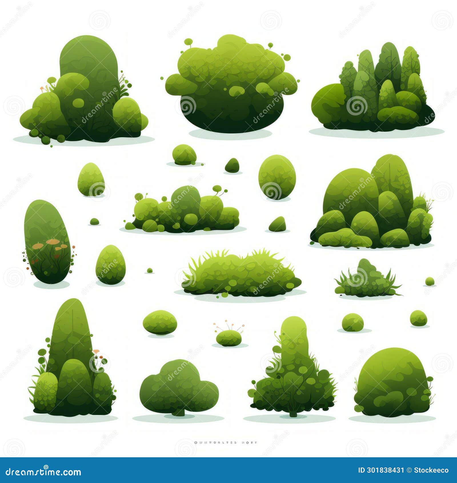 Minimalistic Moss Set: Vector Svg Flat Animation Asset Stock ...