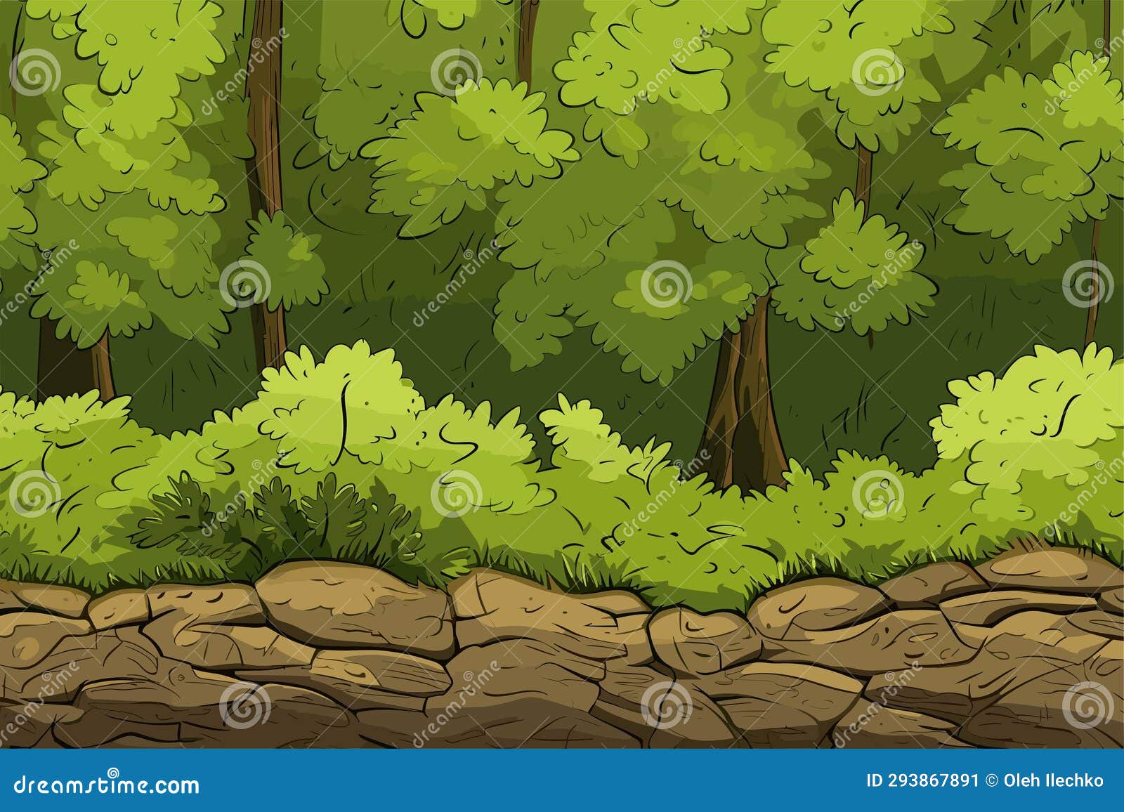 Moss on Tree Bark Cartoon Flat Vector Image Seamless Isolated ...