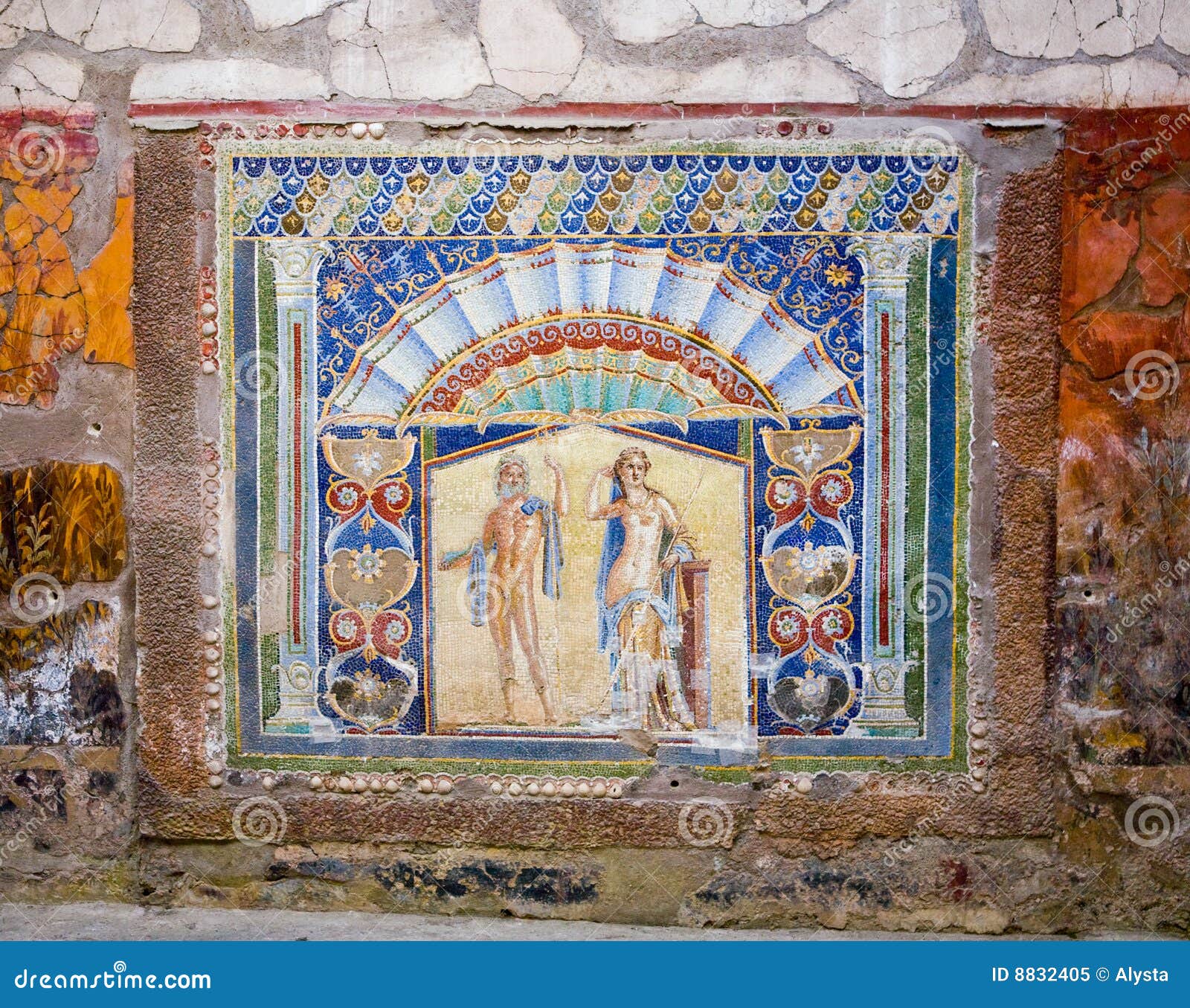 Mossiac of Neptune and Amphitrite Stock Image - Image of herculaneum ...