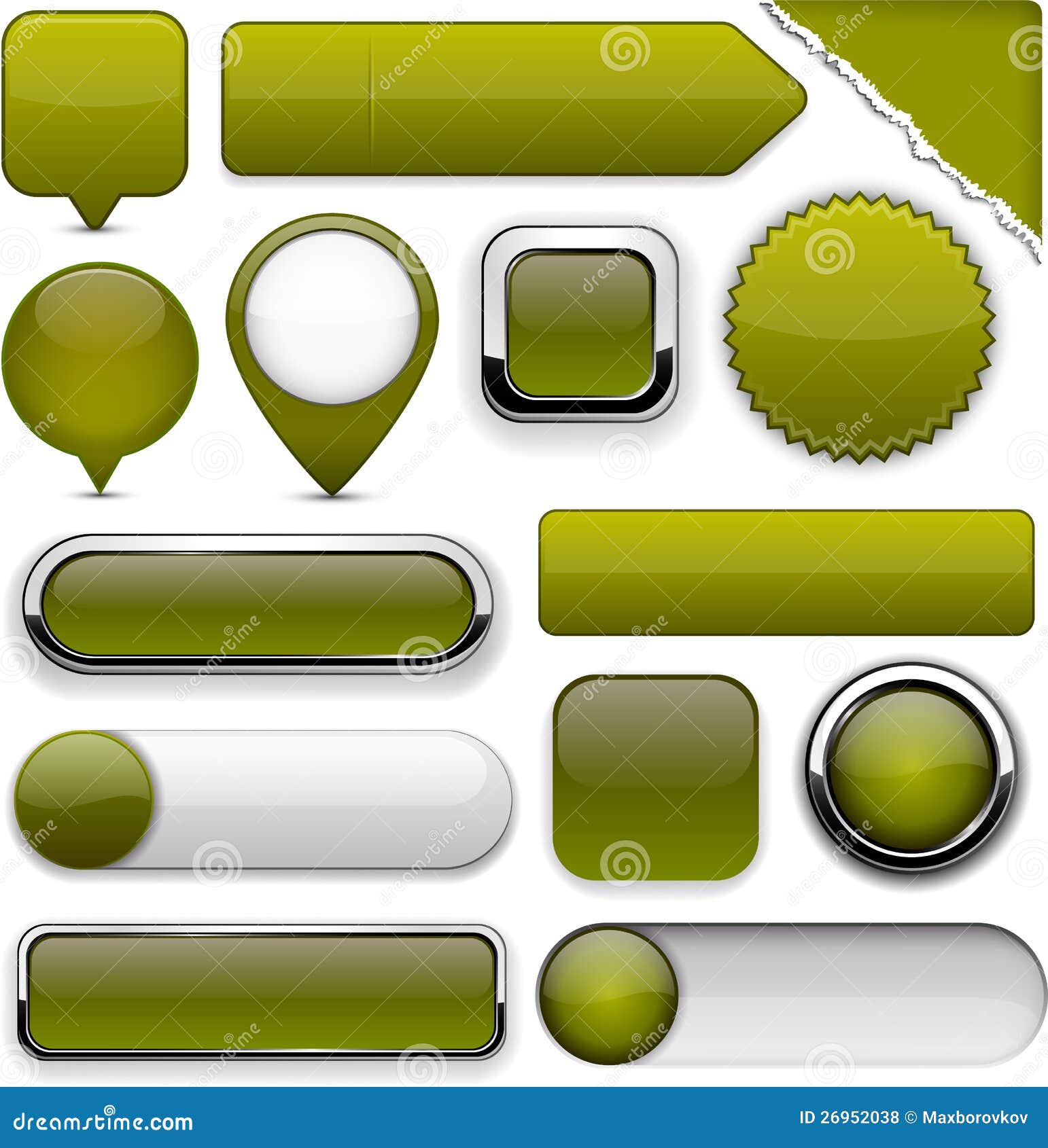Mossy High-detailed Modern Buttons. Stock Vector - Illustration of ...