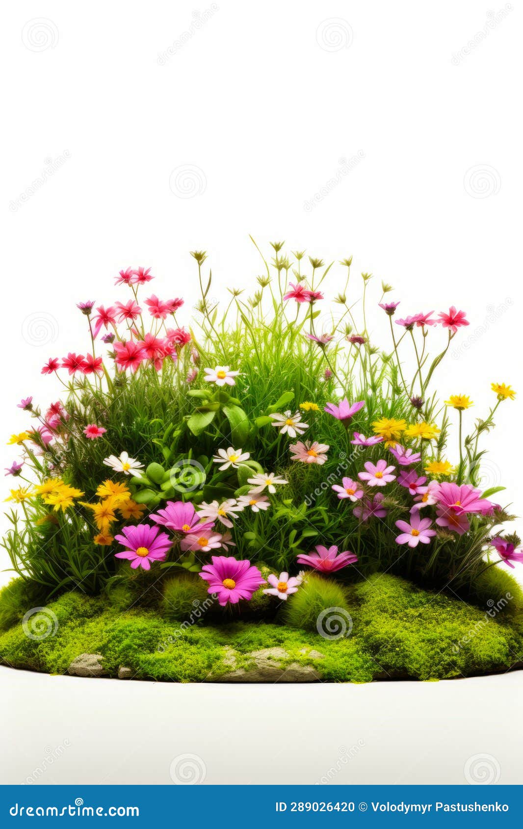 Mossy Rock with Flowers and Grass on Top of it. Generative AI Stock ...