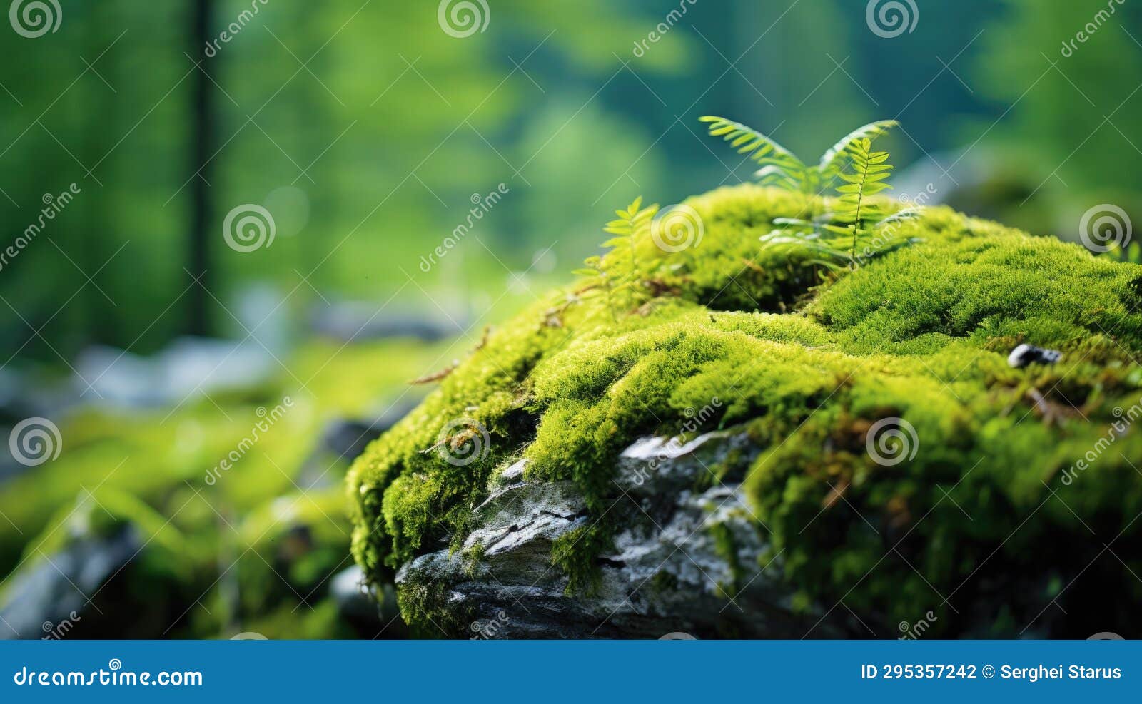 Mossy Rock in the Forest, AI Stock Photo - Image of scene, plant: 295357242