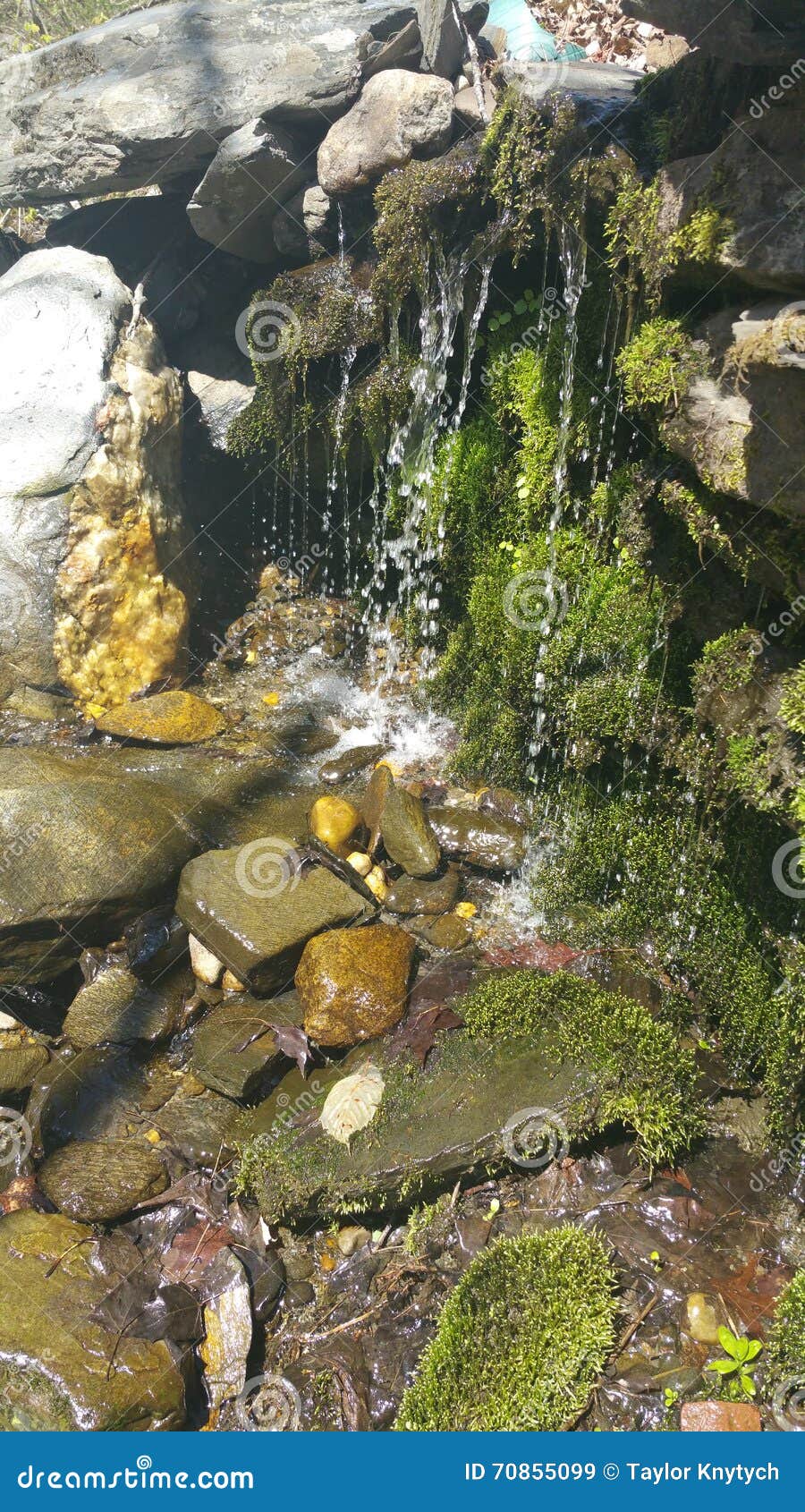 Mossy waterfalls on rocks stock image. Image of arroyo - 70855099