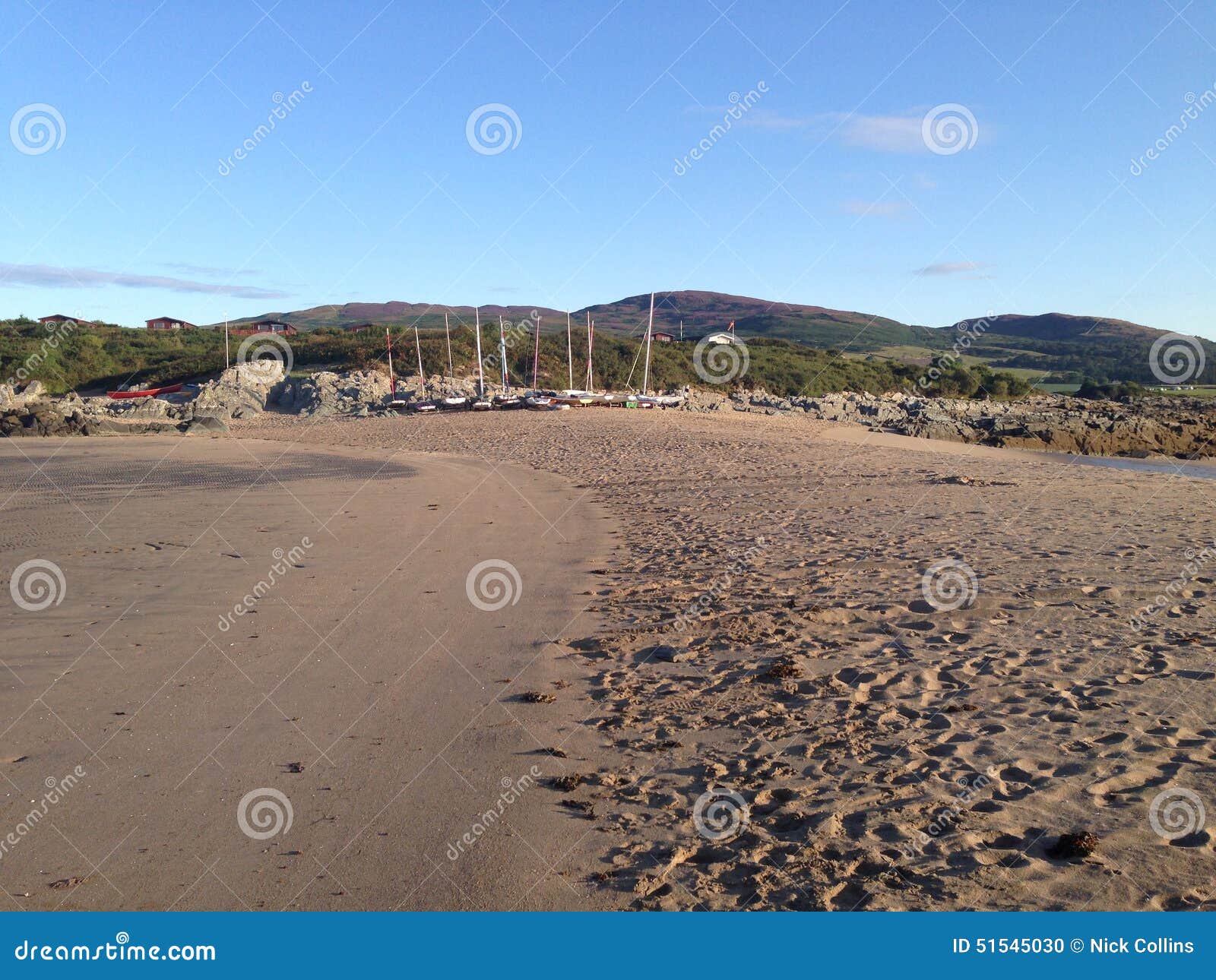 Mossyard beach stock photo. Image of boats, sailing, hills - 51545030