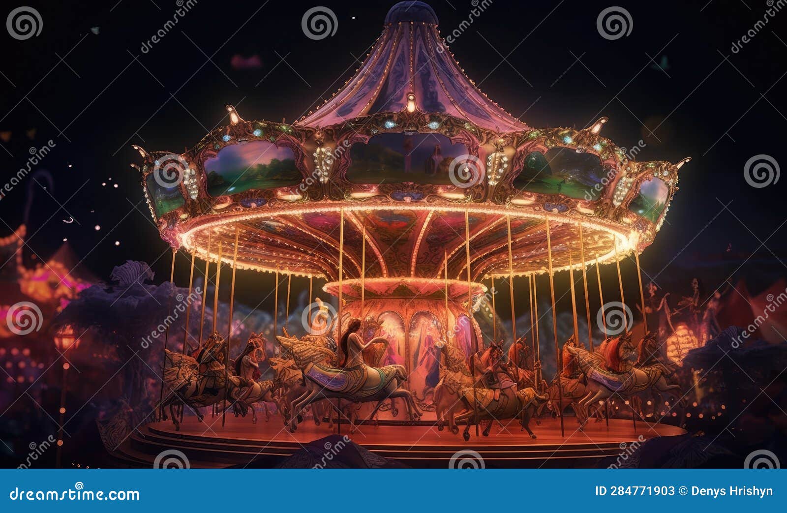 Most Amazing Magical Carousel with Detailed Craftsmanship Stock ...
