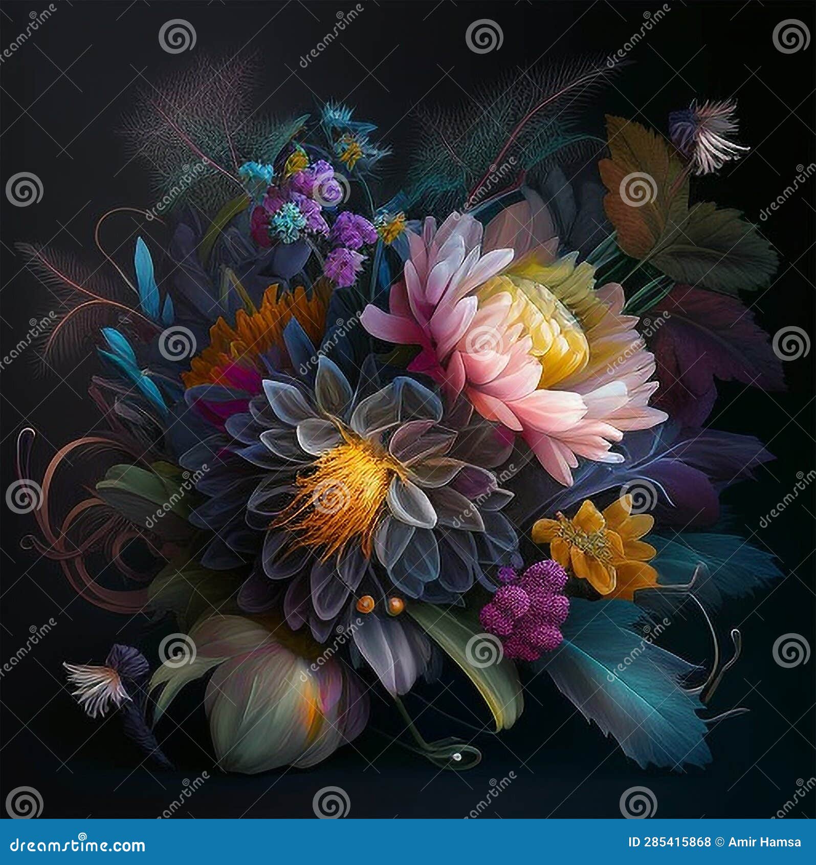 The Most Beautiful Flower Bucket Ever Stock Illustration - Illustration ...