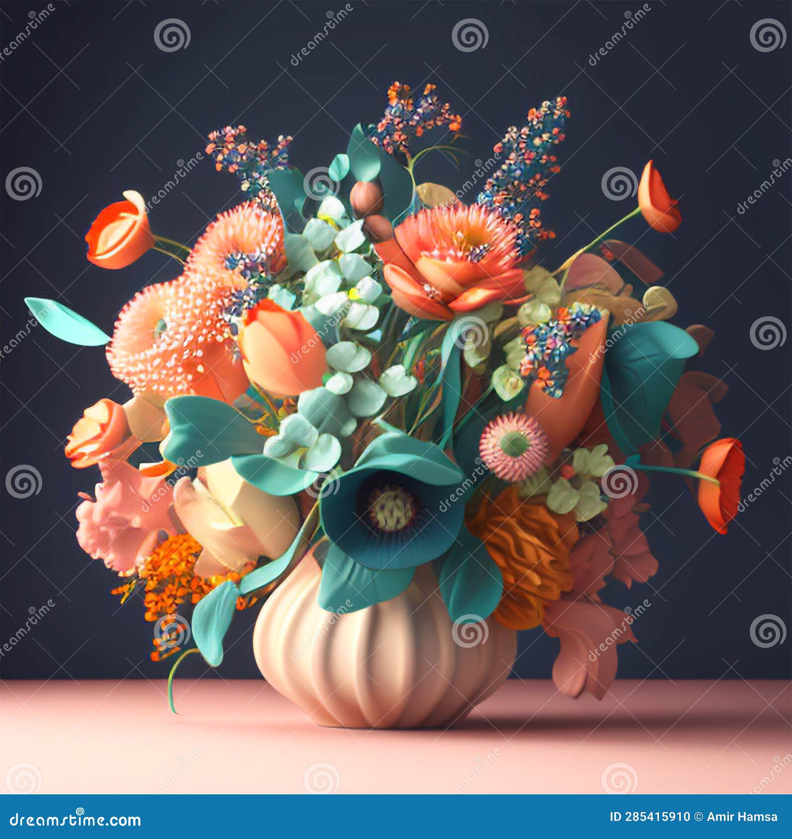 The Most Beautiful Flower Bucket Ever Stock Illustration - Illustration ...
