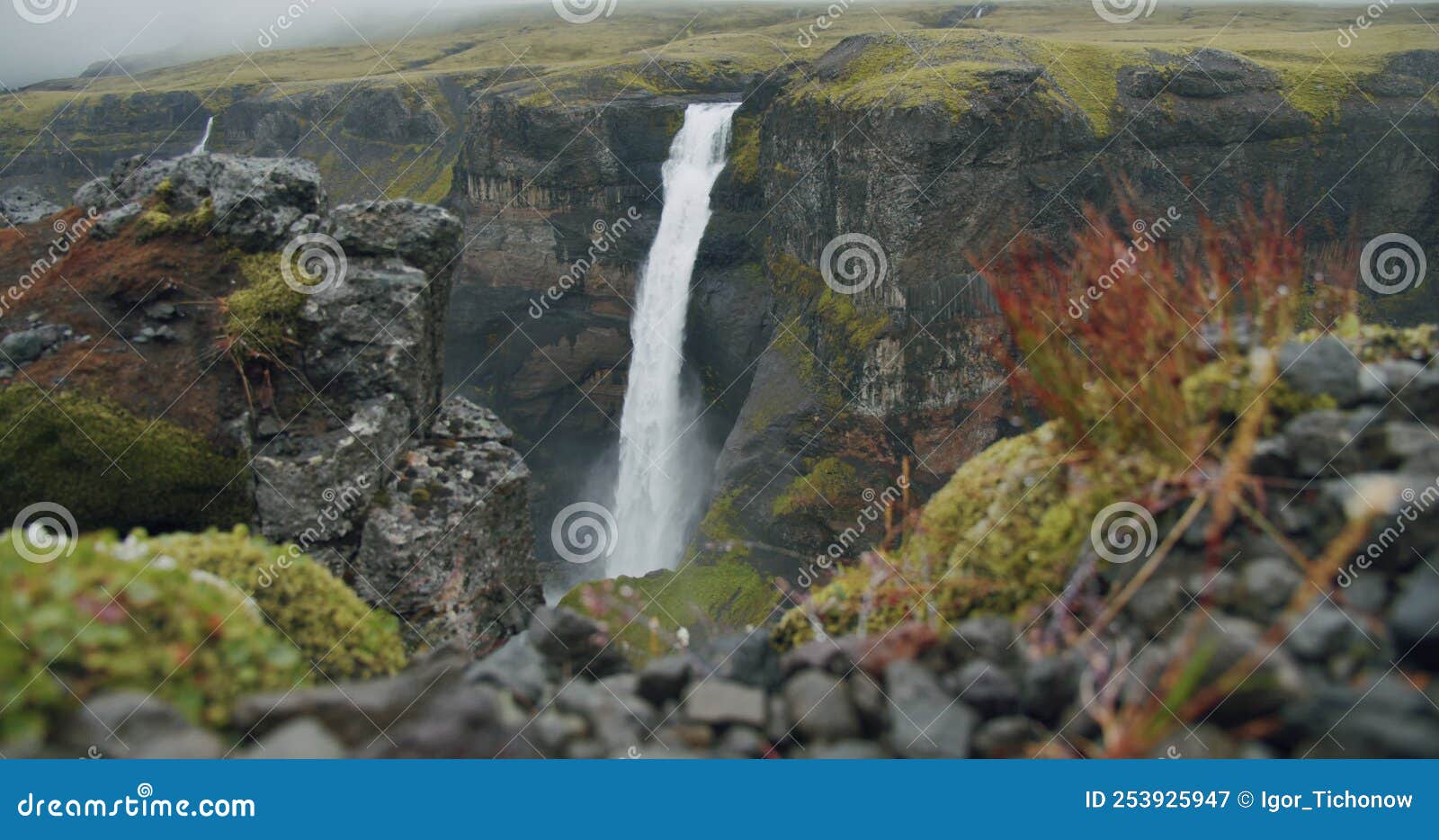 Most Beautiful Haifoss Waterfall in Iceland Highland Stock Video ...
