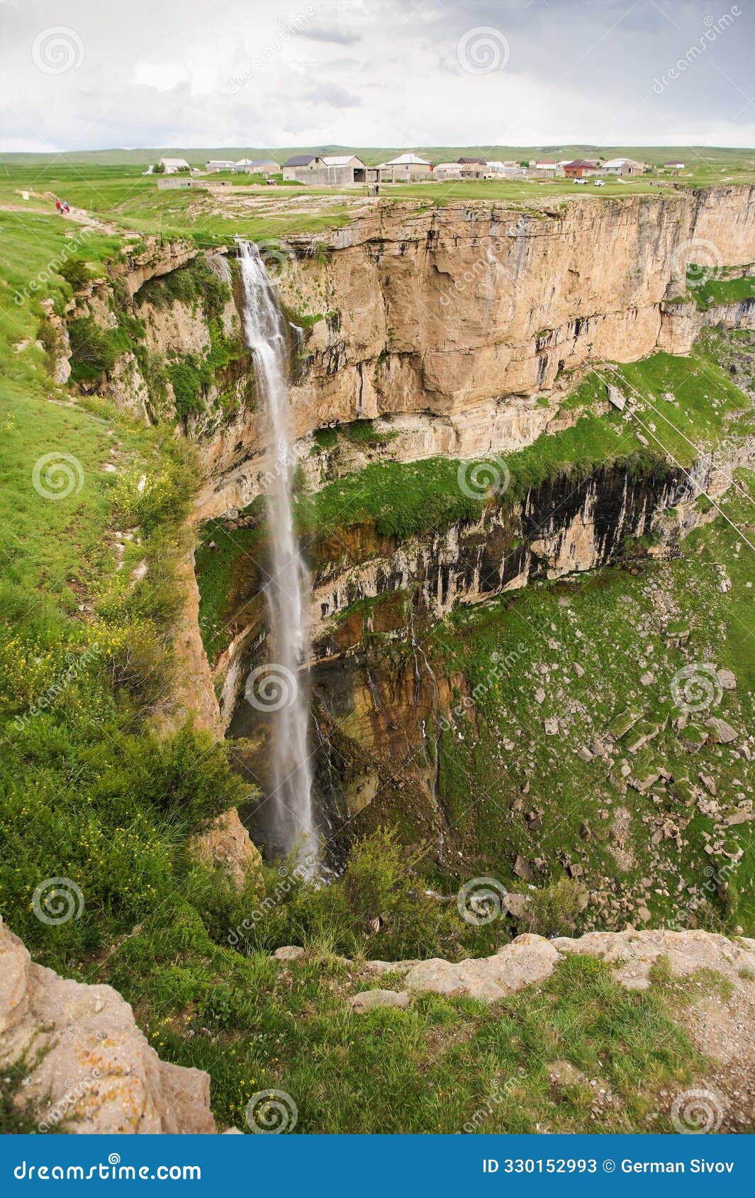 A Waterfall Falling from a High Cliff Stock Image - Image of extreme ...