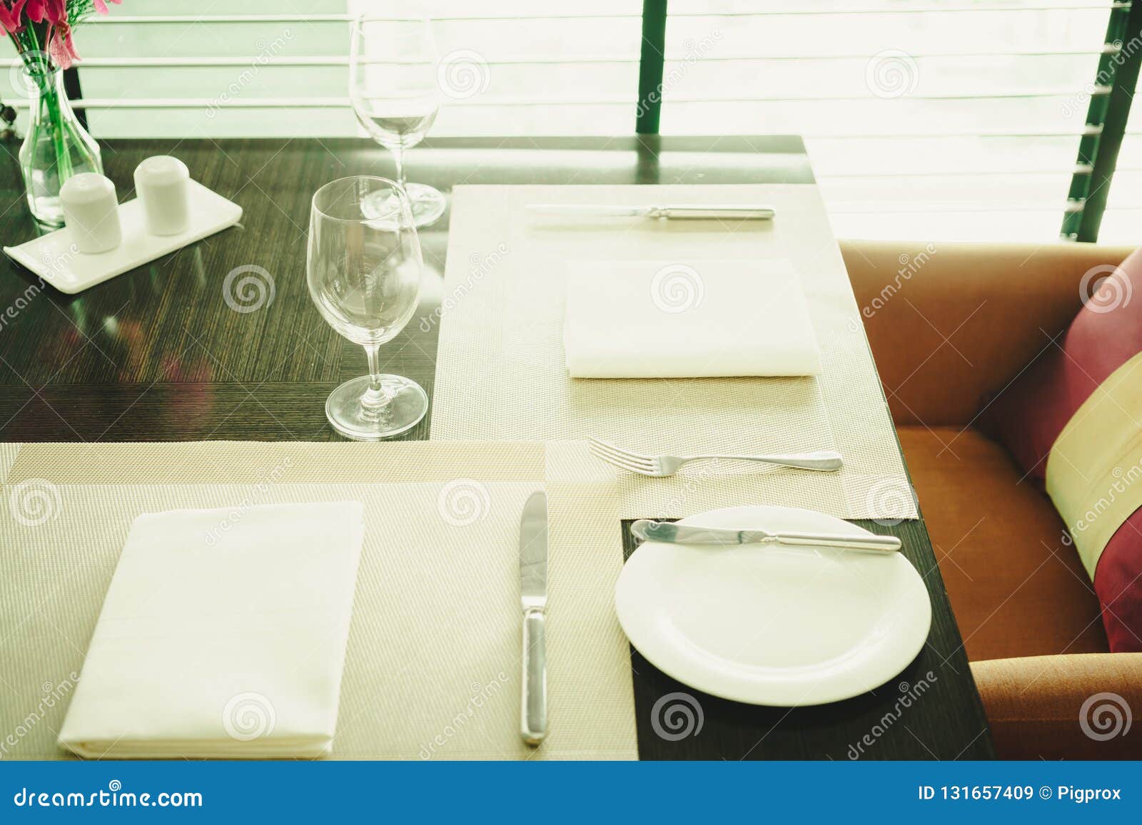 The Most Beautiful Table in a French Restaurant. Vintage Filter Effect ...