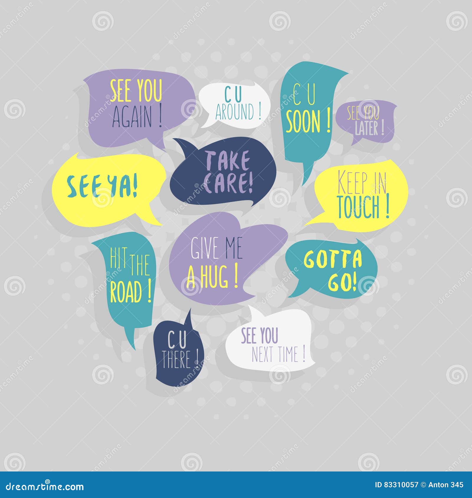 Most Common Used Typical Good-Bye Phrases on Speech Flat Style V Stock ...