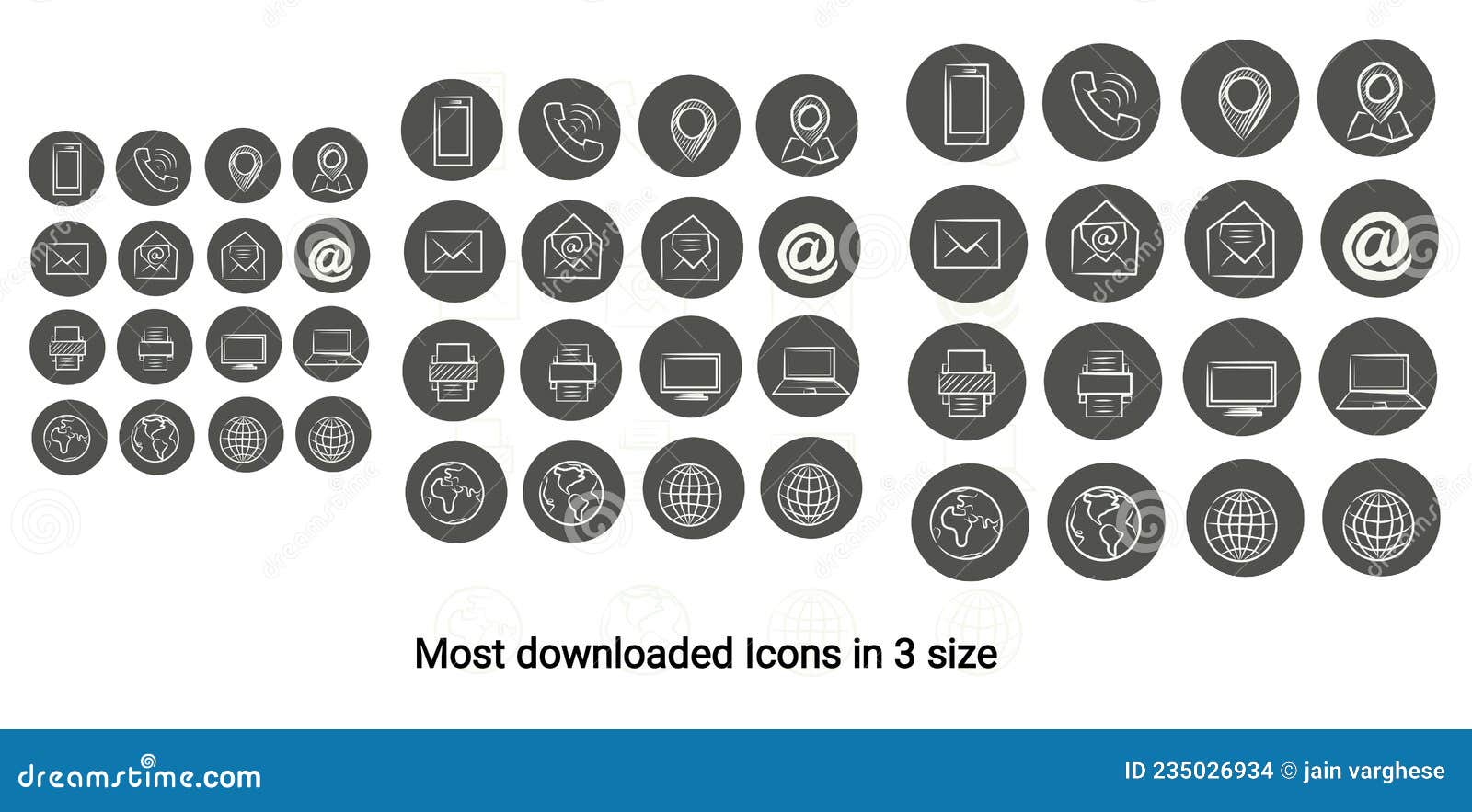 Most Downloaded Icons in 3 Different Sizes Stock Illustration ...