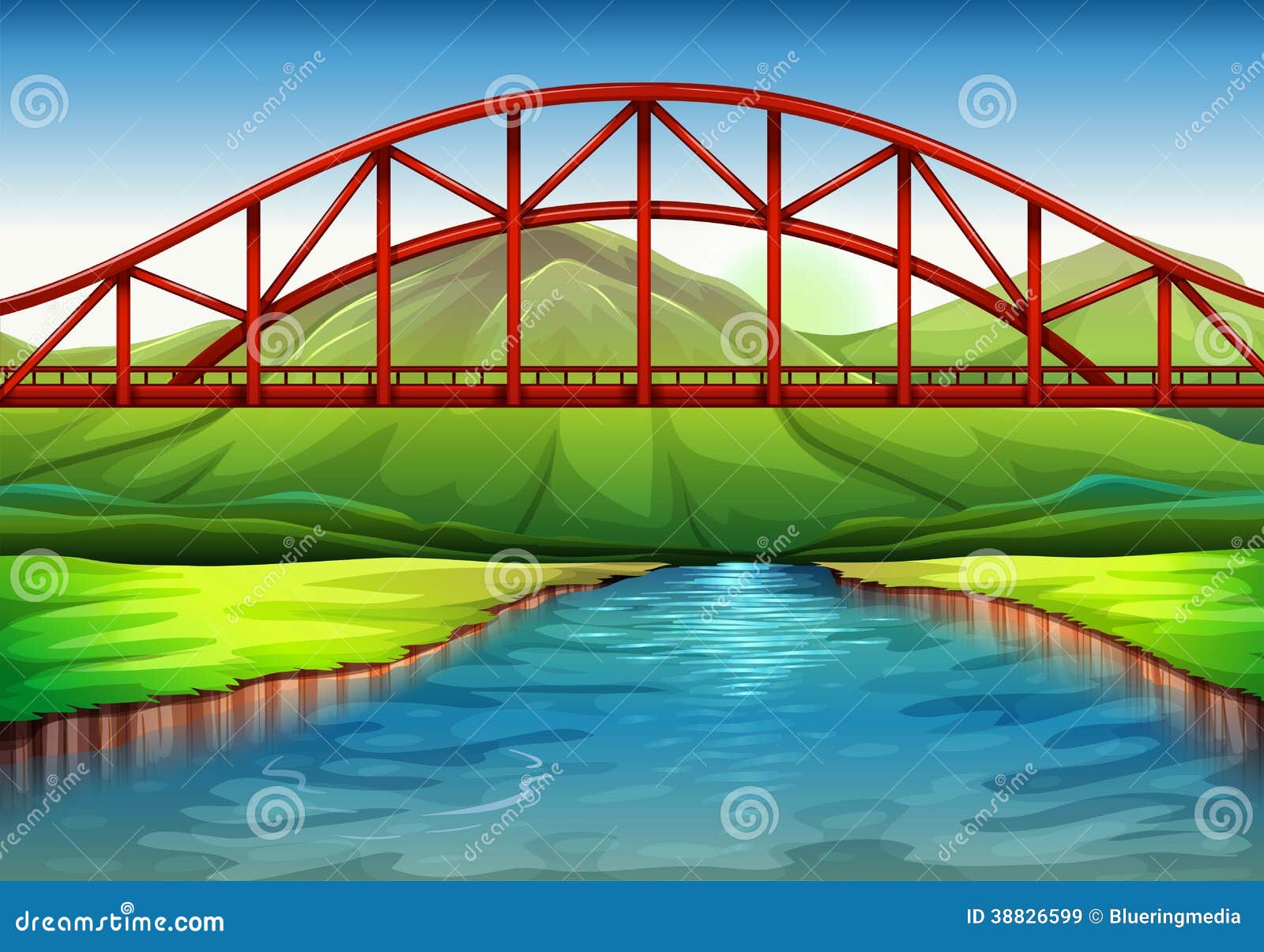 Most nad rzeka ilustracja wektor. Ilustracja złożonej z niebo - 38826599