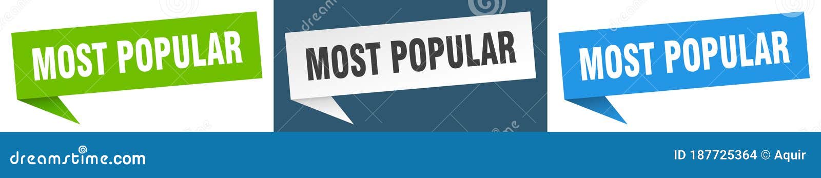Most Popular Banner. Most Popular Speech Bubble Label Set Stock Vector ...