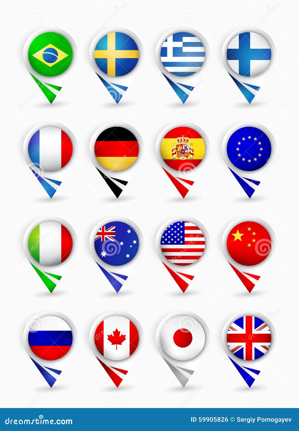 Most Popular Flags Map Pointers.Part 1 Stock Vector - Illustration of ...