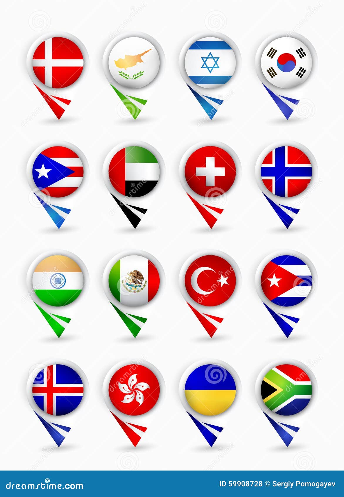 Most Popular Flags Map Pointers.Part 2 Stock Vector - Illustration of ...