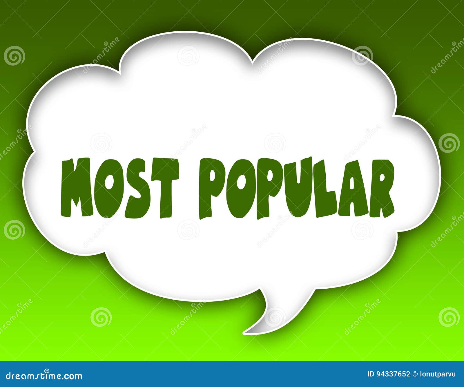 MOST POPULAR Message on Speech Cloud Graphic. Green Background Stock ...