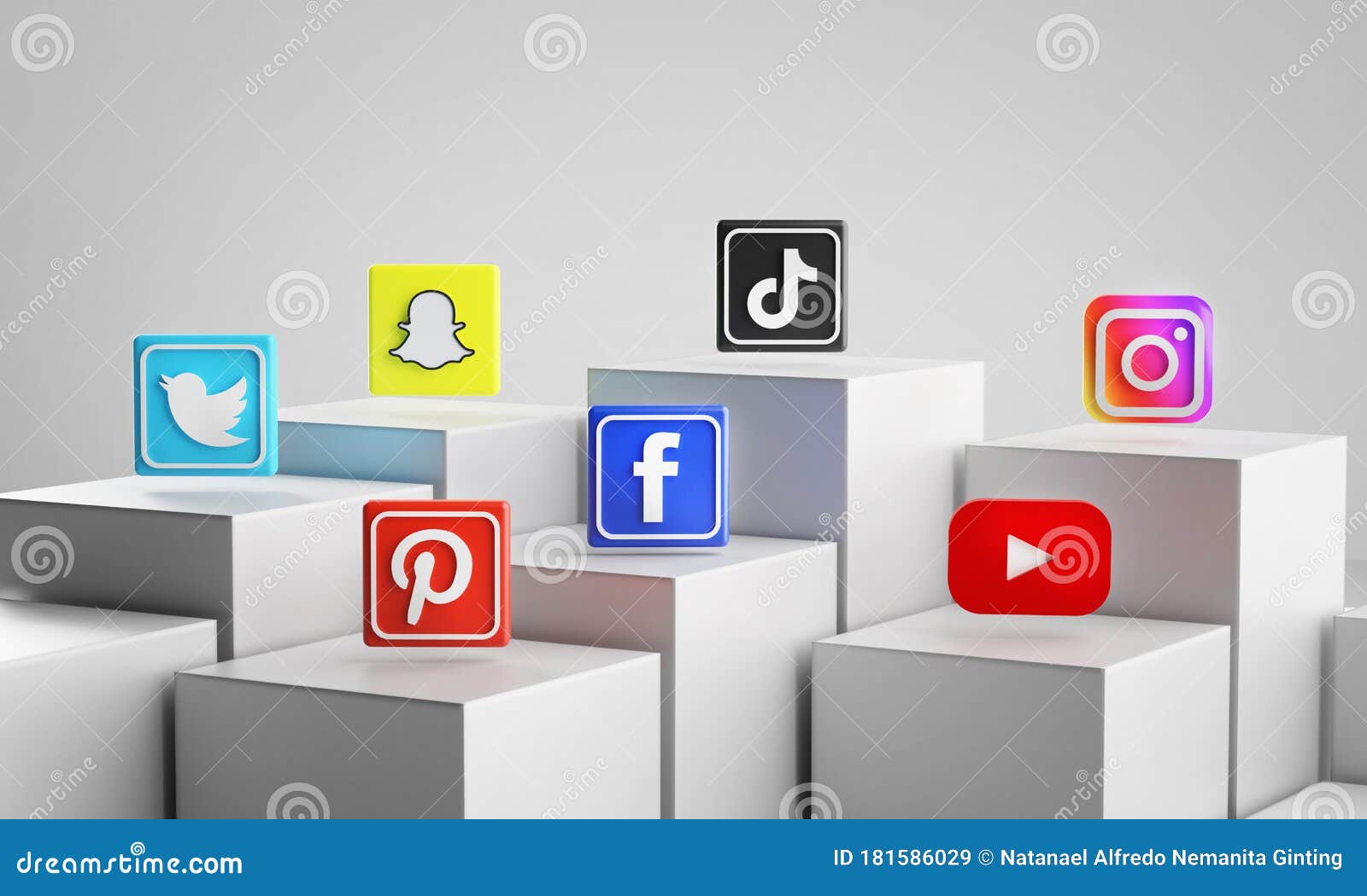 Most Popular Social Media Icon on 3D Rendering White Cubes Editorial Stock Image - Illustration ...
