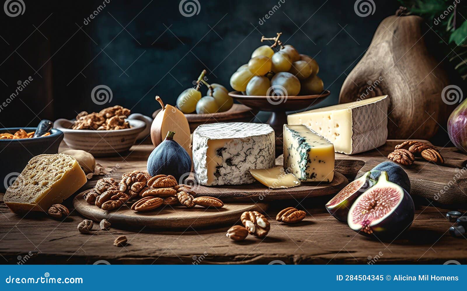 The Most Varied Types of Cheeses, Still Life. AI Generated Stock ...