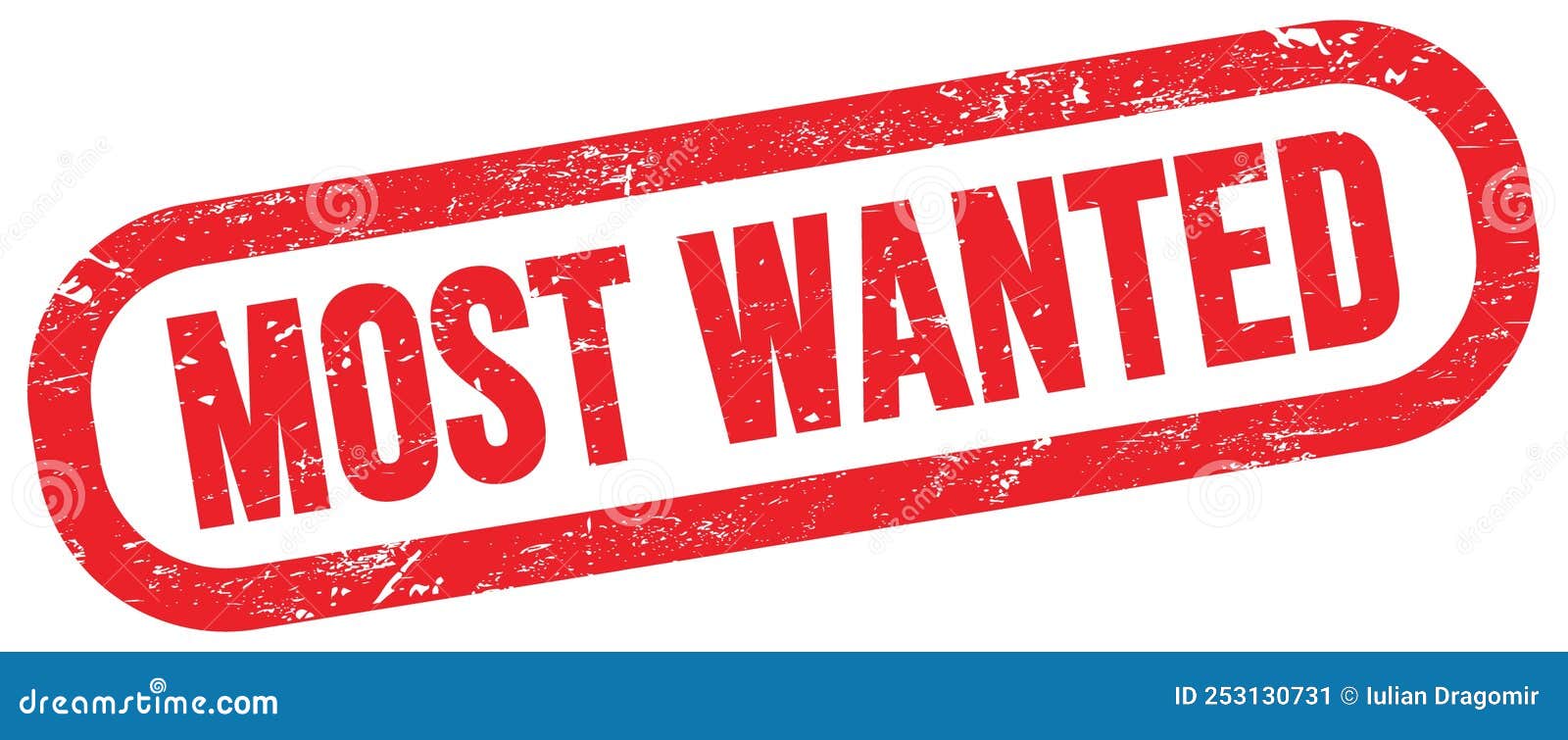 MOST WANTED, Text Written on Red Stamp Sign Stock Illustration ...