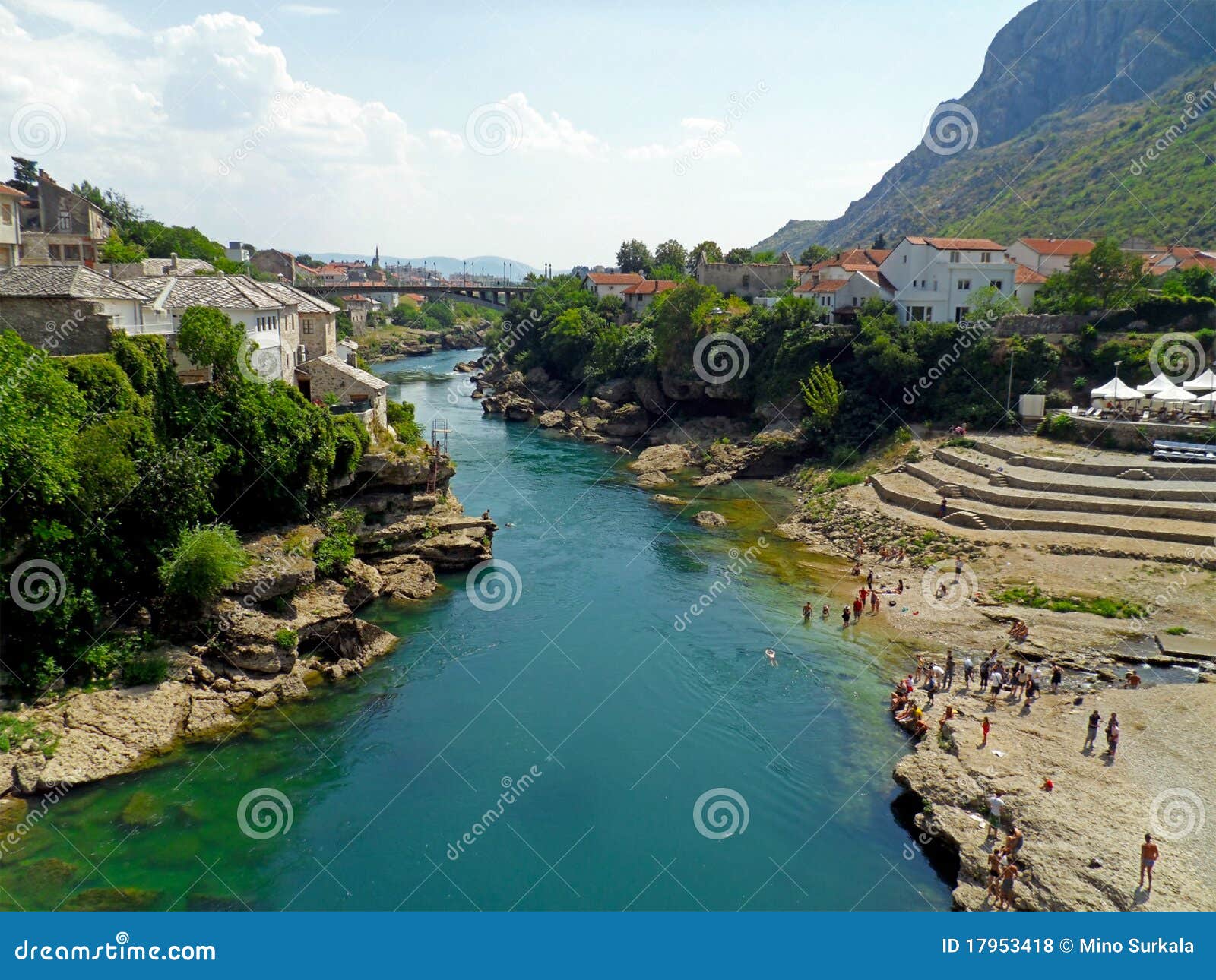 Mostar City and Neretva River Stock Photo - Image of azure, mostar ...