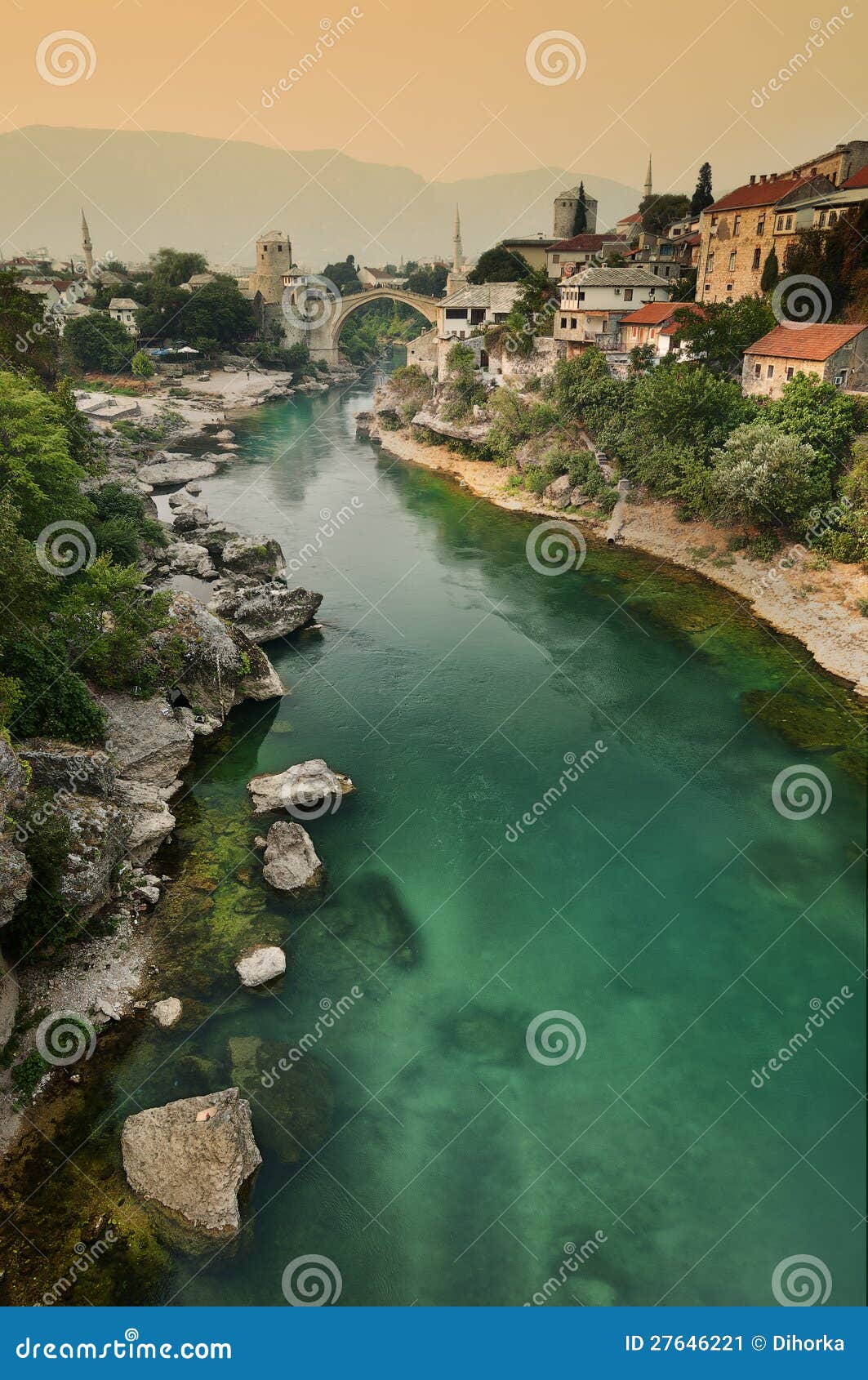 Mostar, Neretva stock image. Image of bush, green, riverside - 27646221