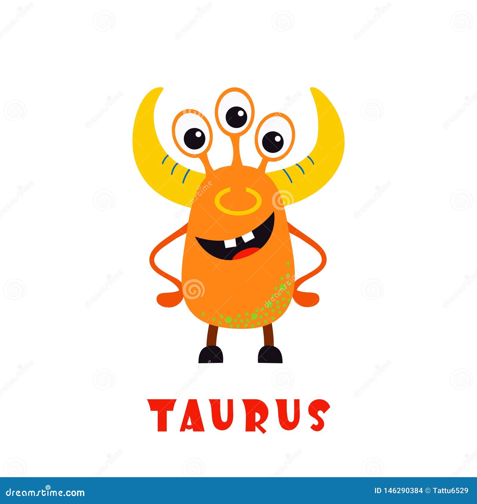 Funny Monsters Horoscope - Taurus - Vector Stock Illustration ...