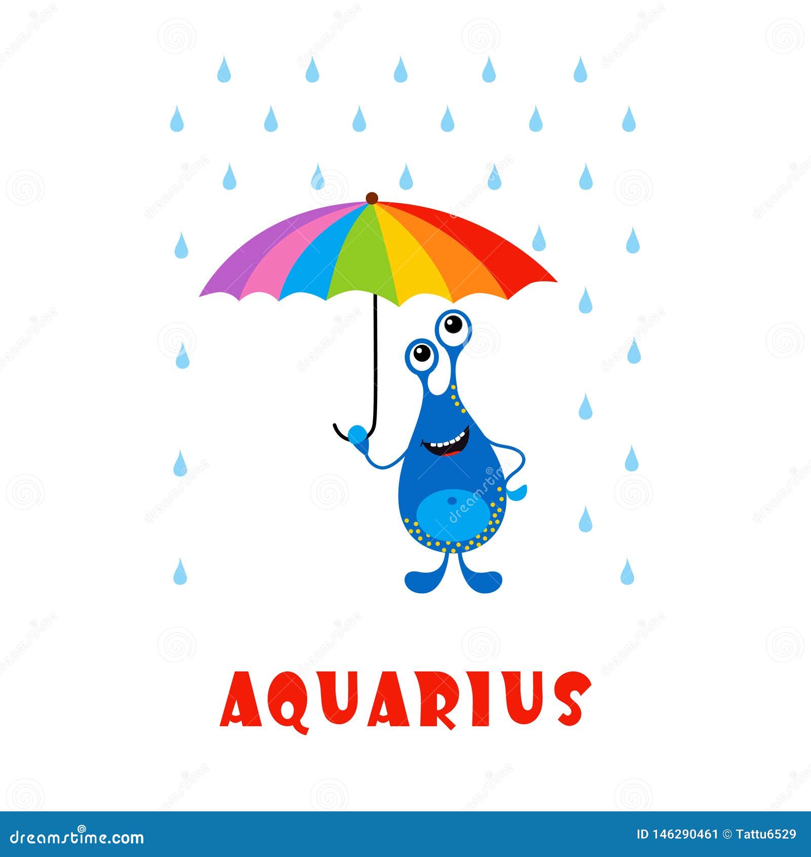 Funny Monsters Horoscope - Aquarius - Vector Stock Illustration ...