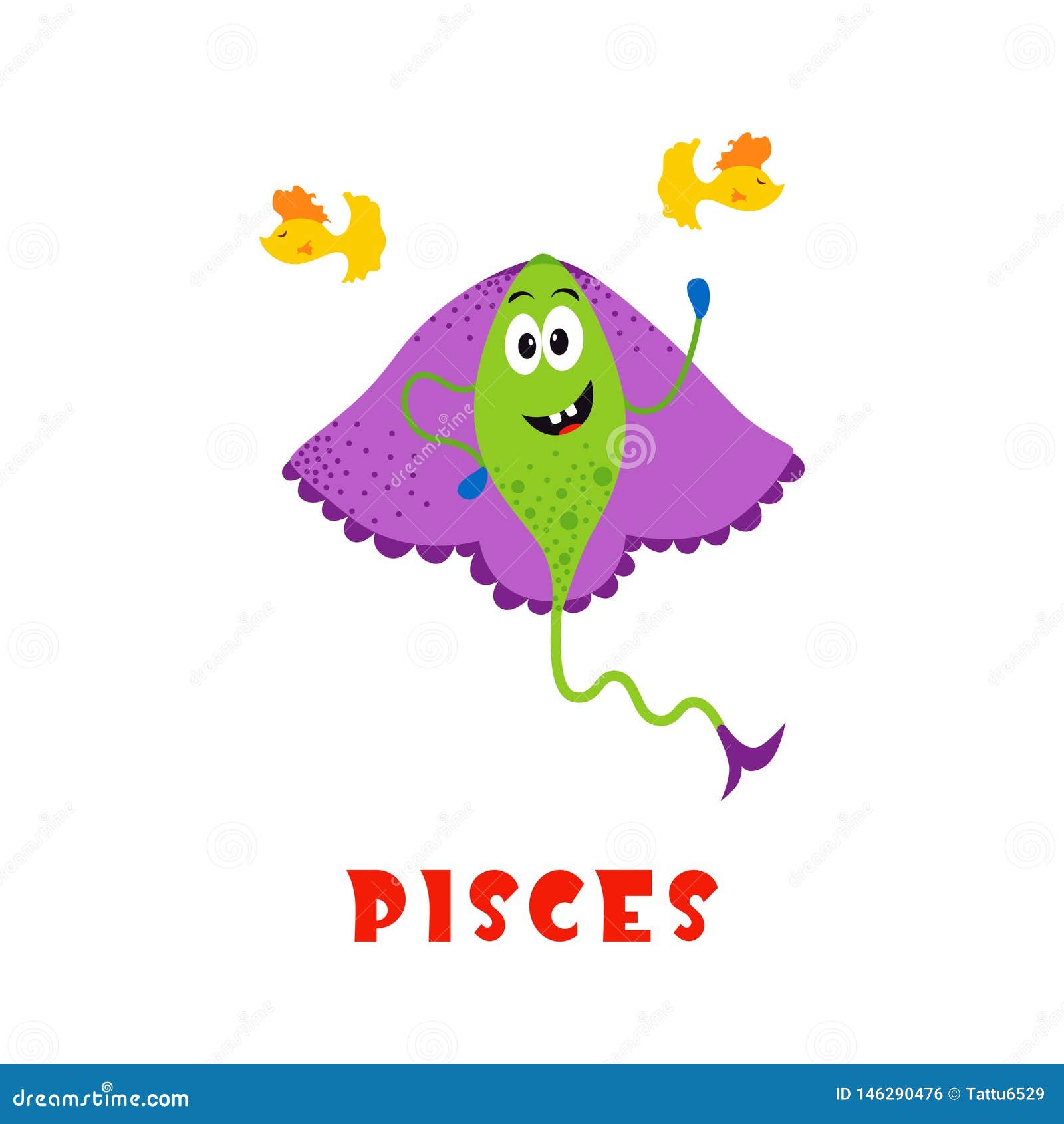 Funny Monsters Horoscope - Pisces - Vector Stock Illustration ...