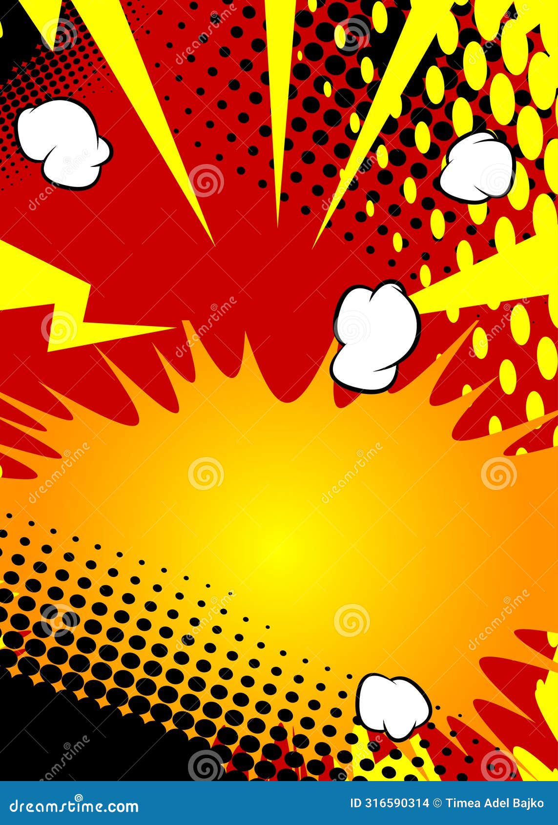 Mostly Red Cartoon Backdrop, Comic Book Background. Retro Vector Comics ...