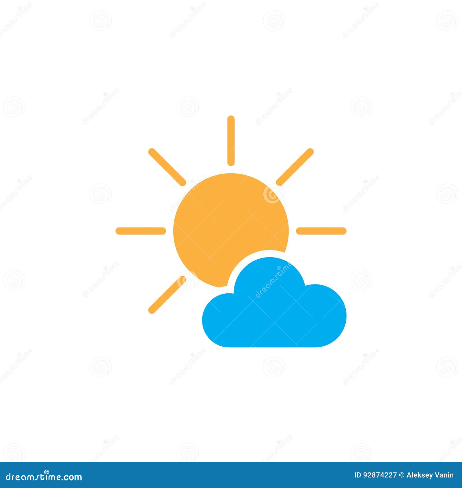 Mostly Sunny Weather Icon Isolated on White Background. Vector ...