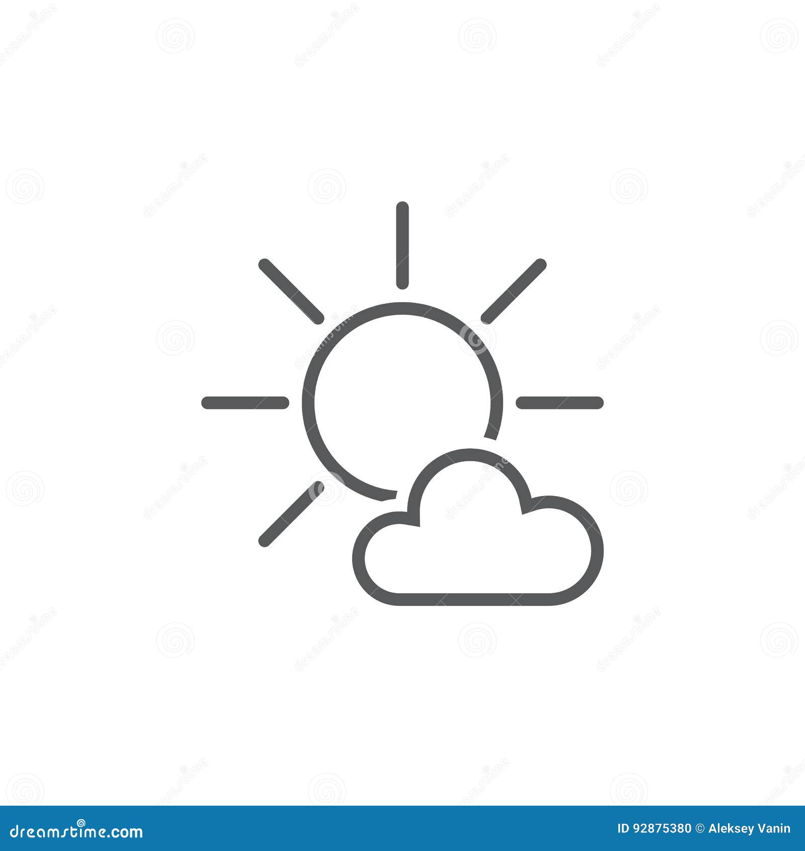 Mostly Sunny Weather Icon Isolated on White Background. Vector ...