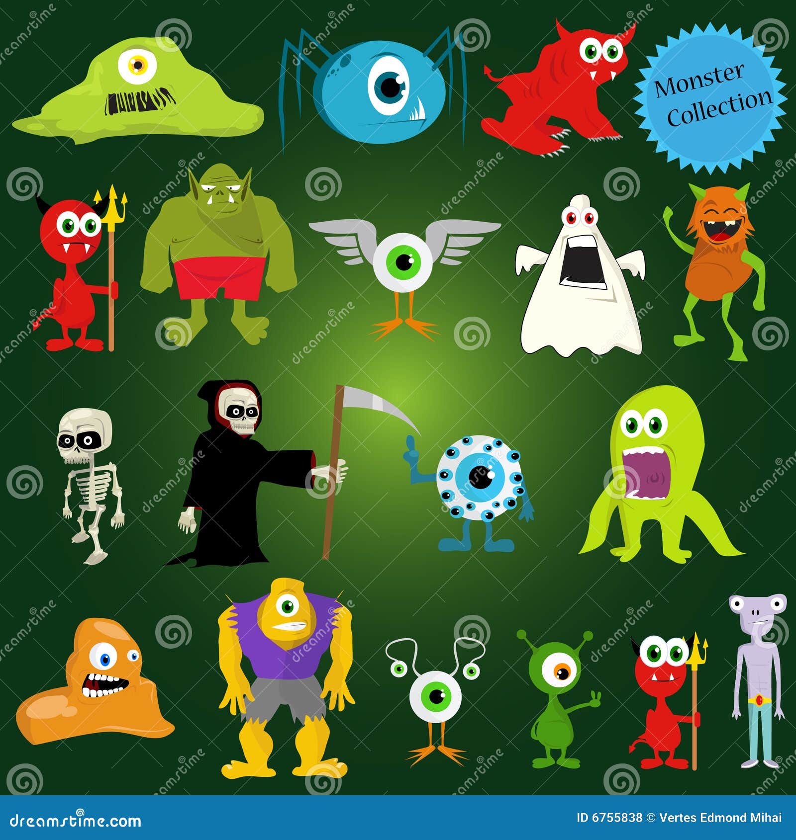 Mostri Di Vettore Di Halloween Illustrazione Vettoriale - Illustrazione ...