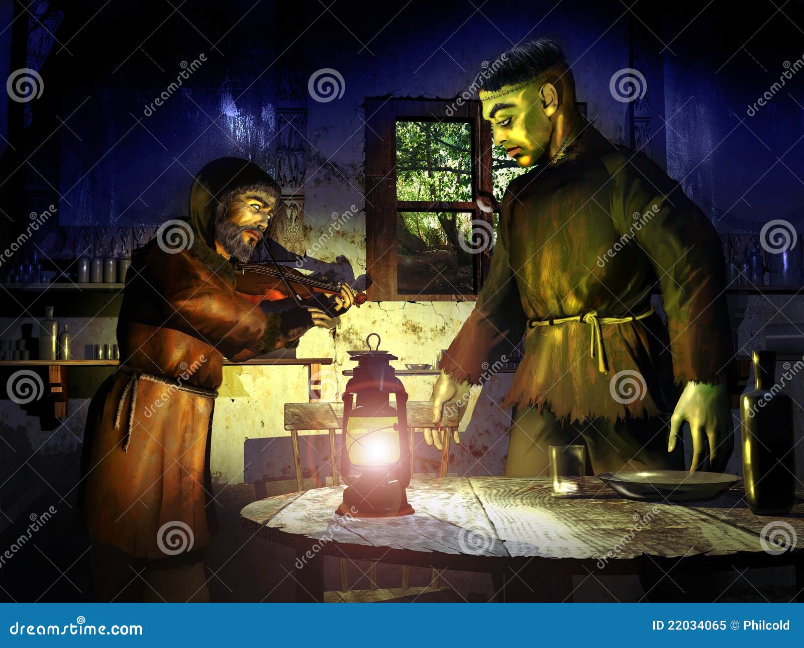 Mostro Di Frankenstein Ed Uomo Cieco Illustrazione di Stock ...