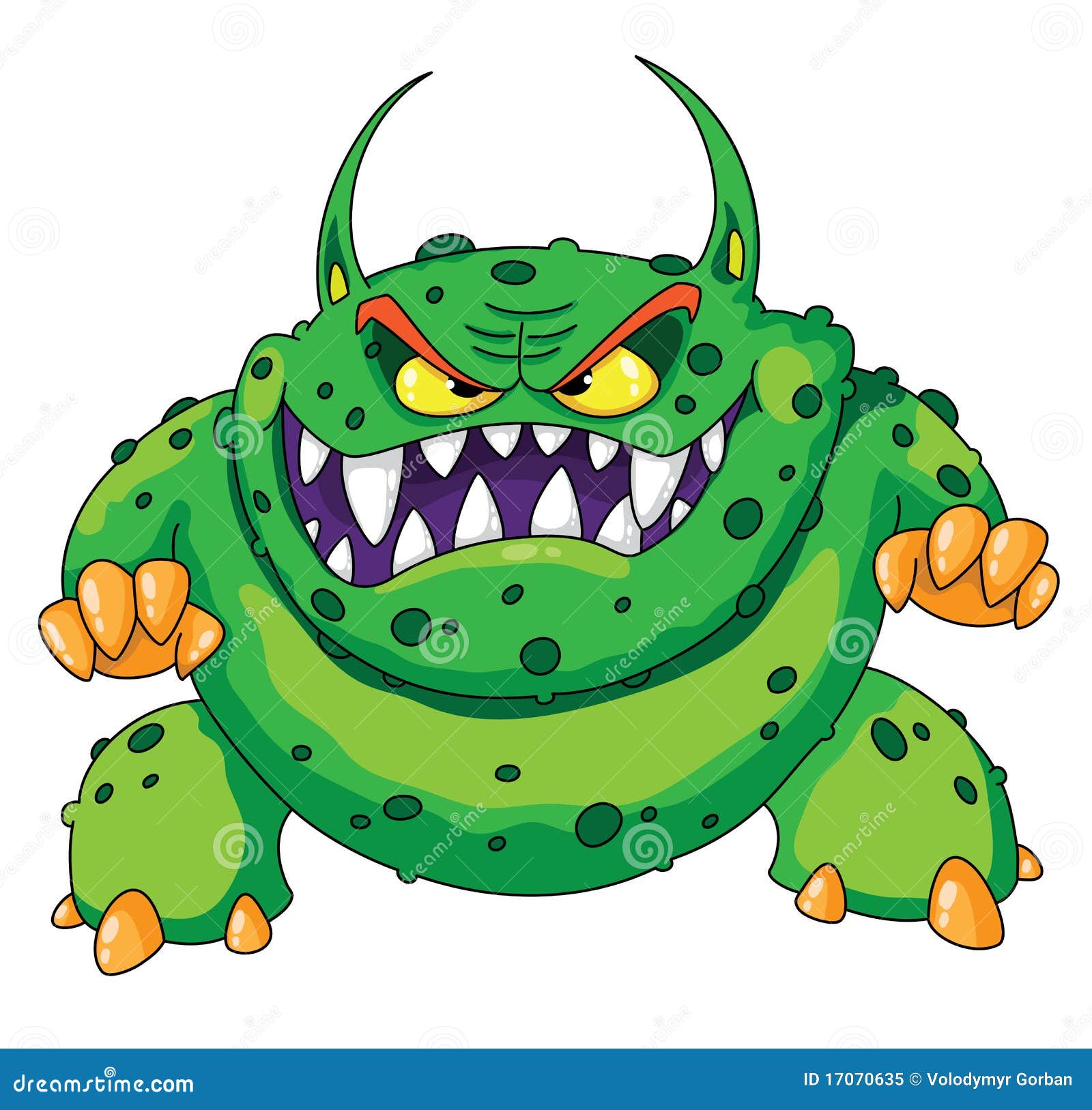 Mostro verde arrabbiato illustrazione vettoriale. Illustrazione di ...