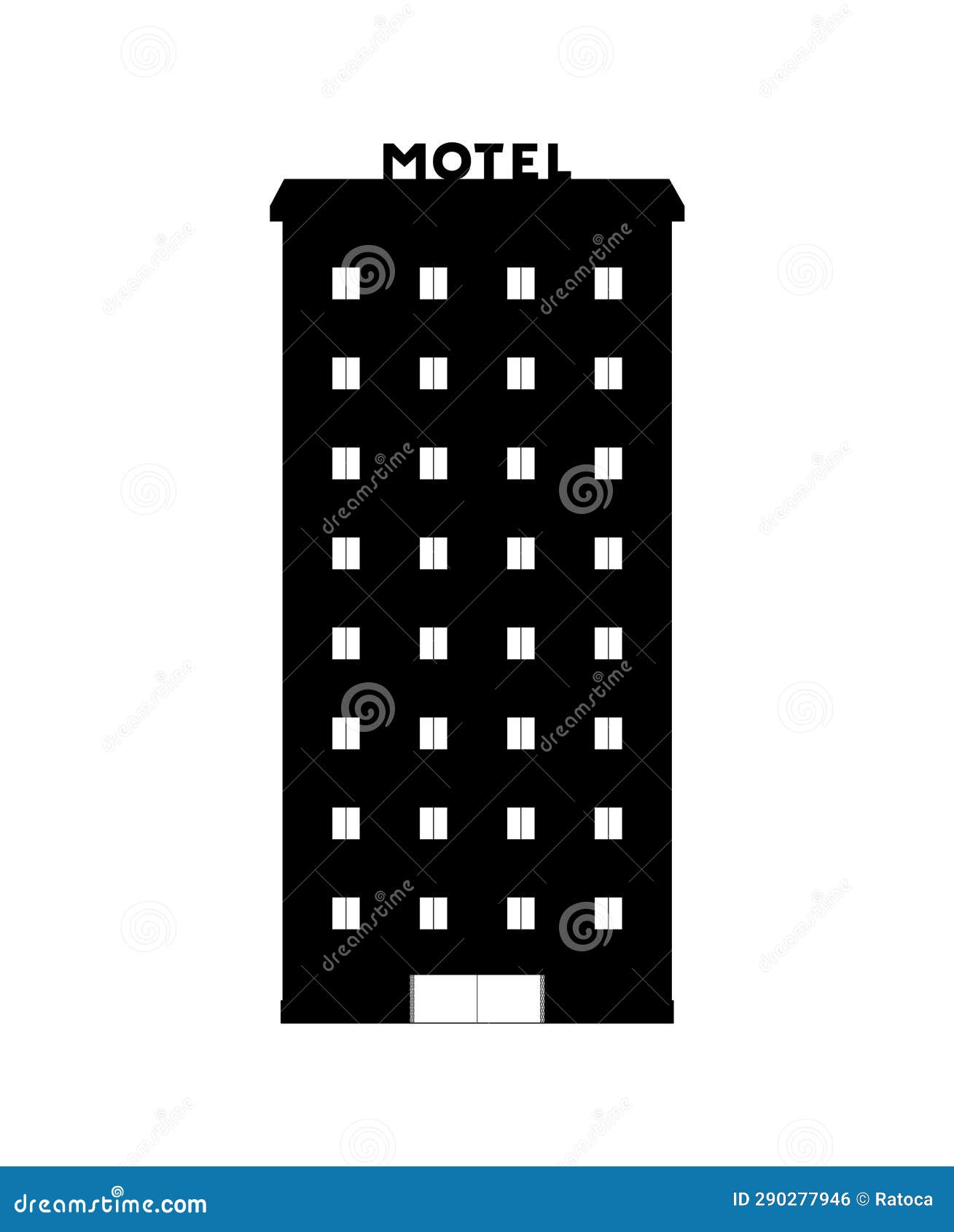 Motel building flat draw stock vector. Illustration of outdoor - 290277946