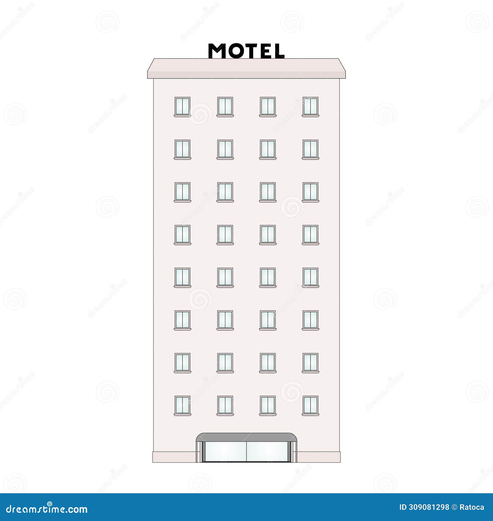 Motel building flat draw stock illustration. Illustration of house ...
