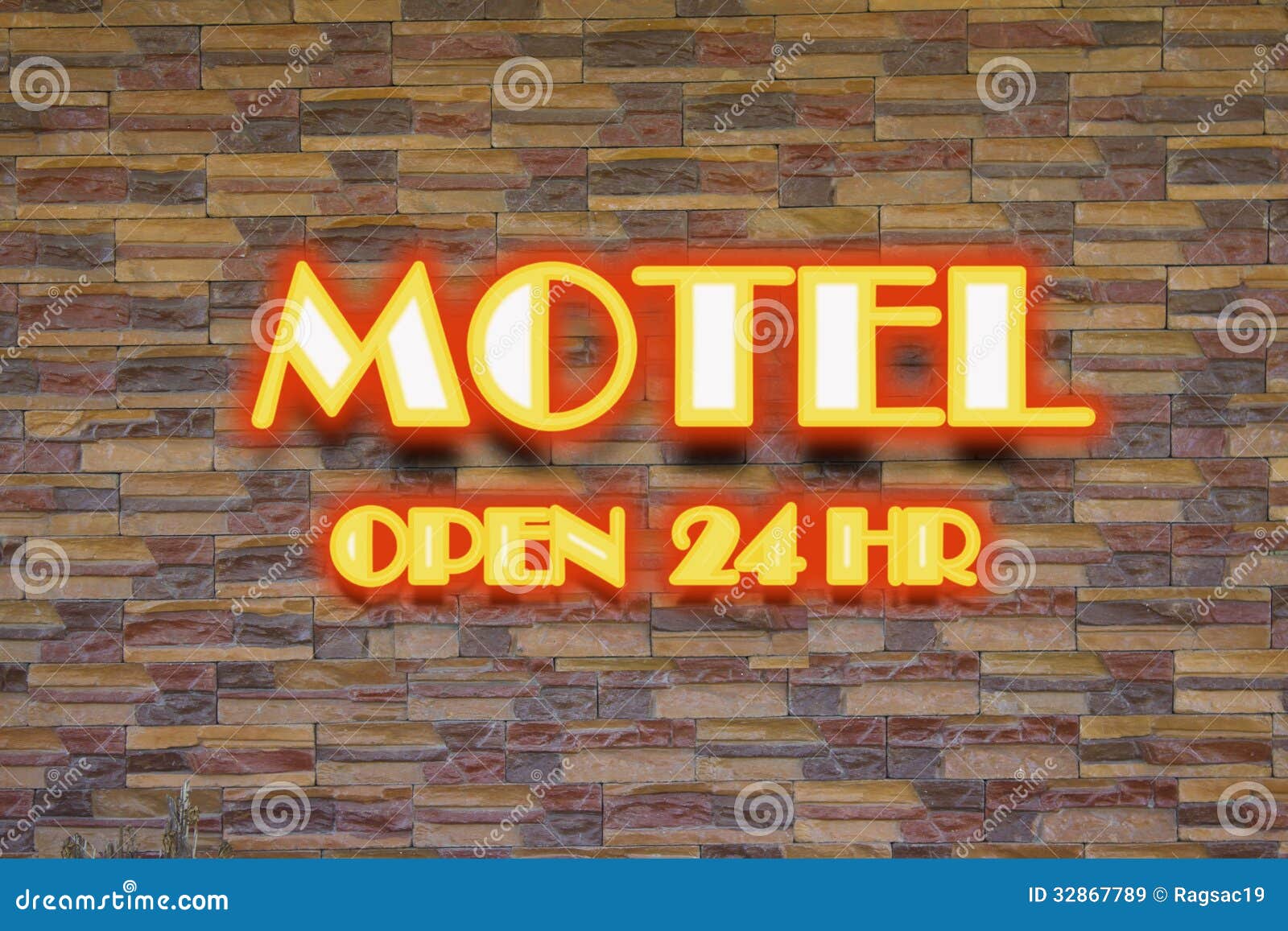 Motel and 24 hr neon sign stock image. Image of motel - 32867789