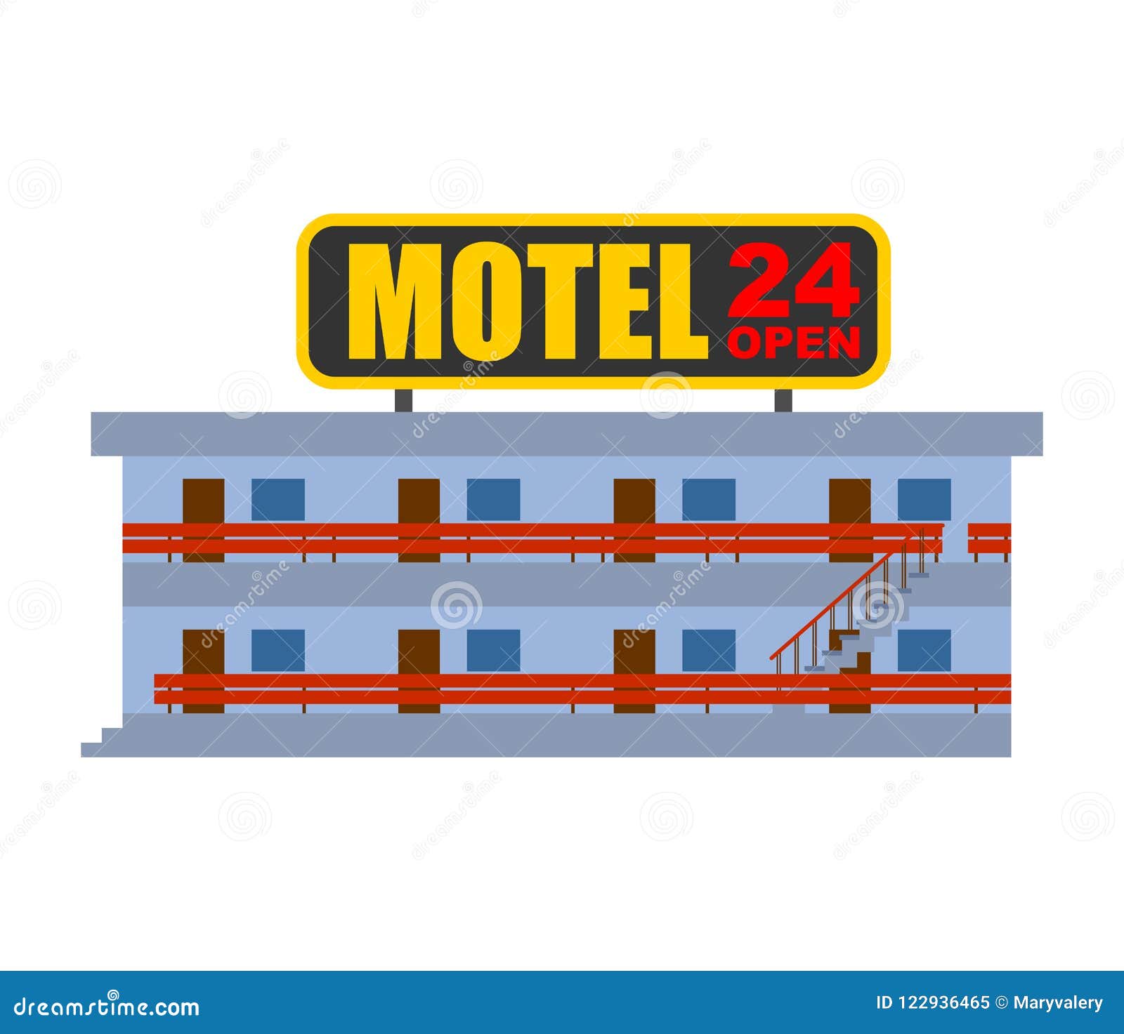 Motel Isolated. Small Cheap Hotel Vector Illustration. Stock Vector ...