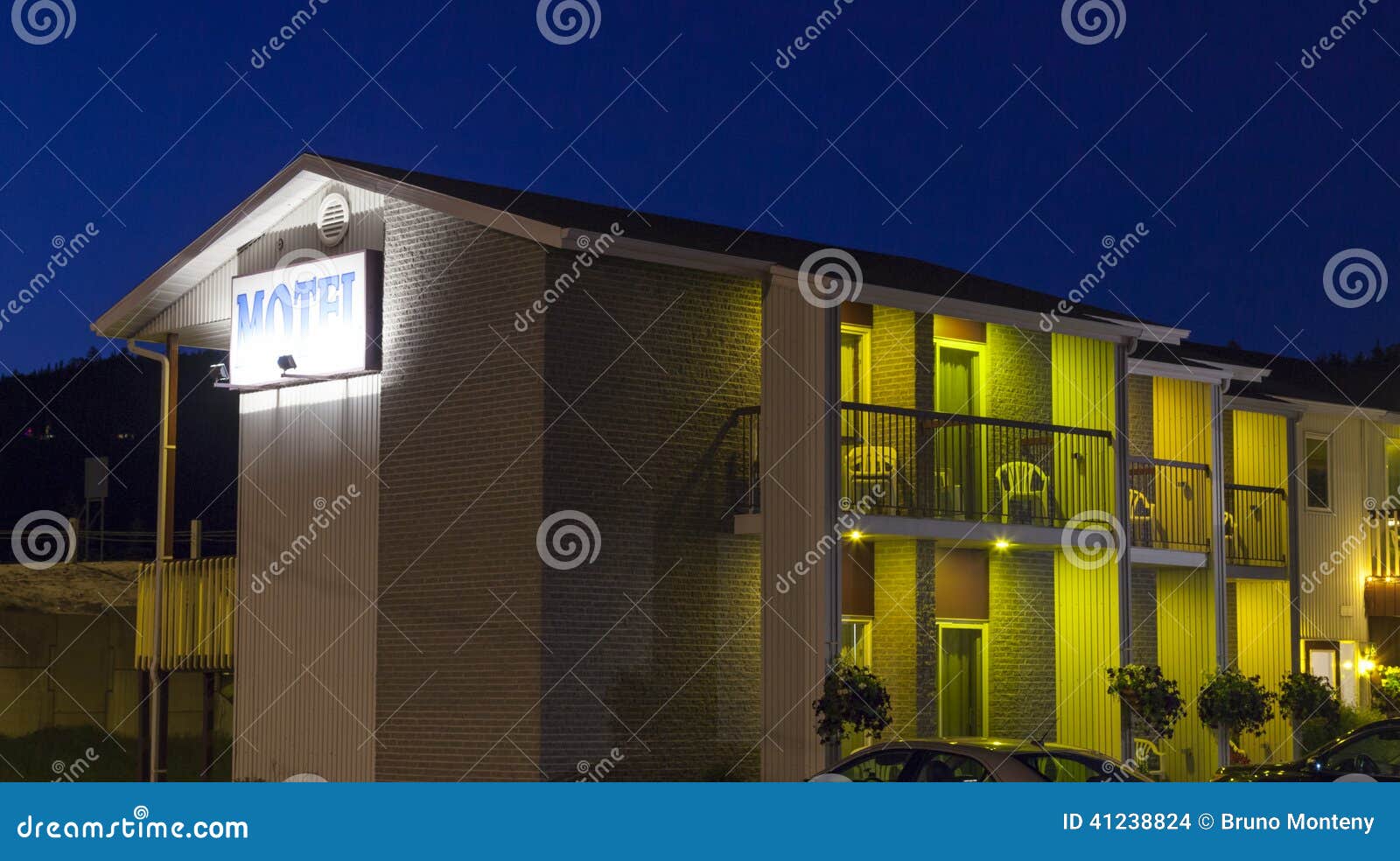 Motel Lit Up at Night, Quebec, Canada Editorial Stock Image - Image of ...
