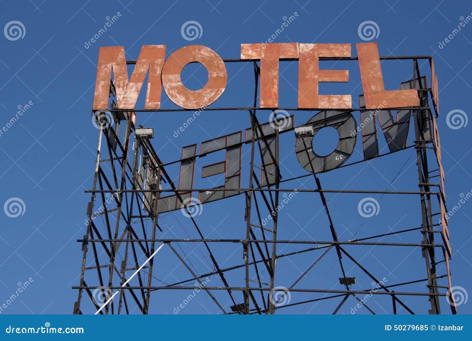 Motel rusted sign stock image. Image of hotel, blue, diner - 50279685